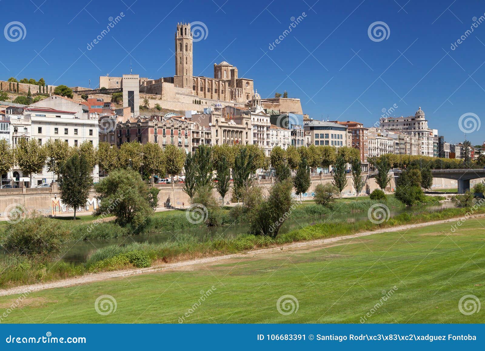Old City of Lleida stock image. Image of park, cathedral - 106683391
