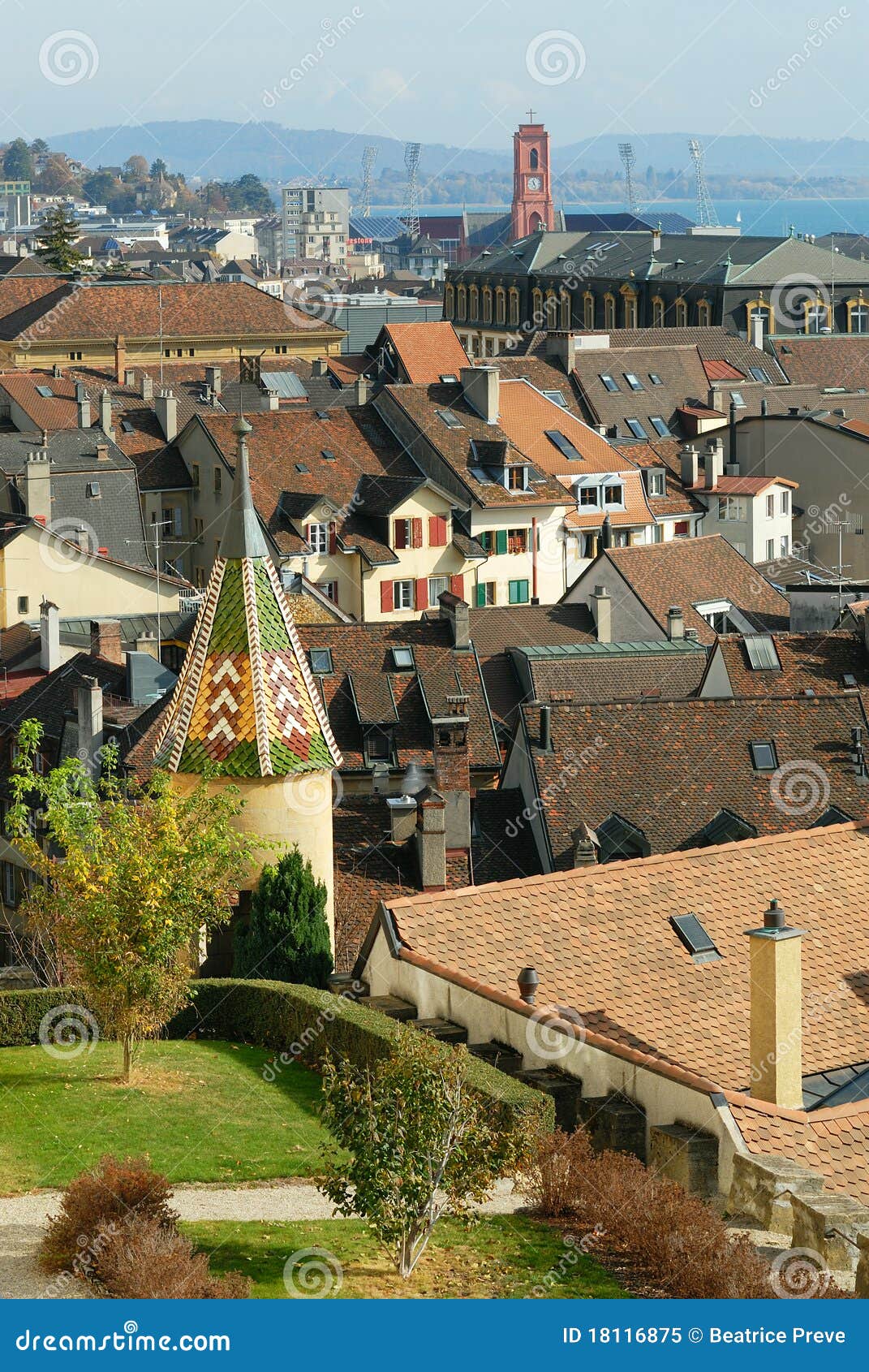 Old city of neuchatel stock image. Image of tiled, europe - 18116875