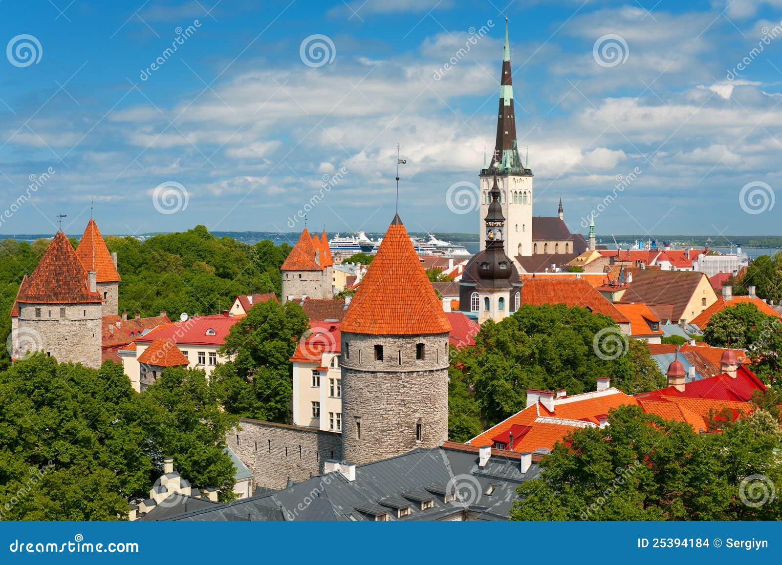 Old City of Tallin in Summer Stock Photo - Image of famous, blue: 25394184