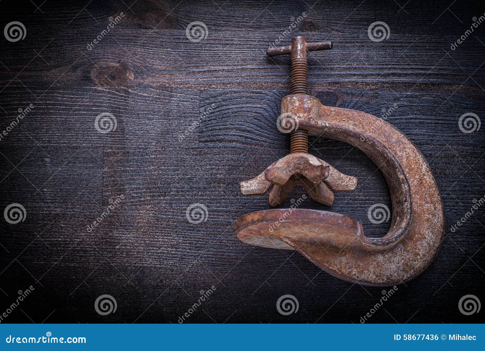 Old Clamp on Vintage Wood Board Stock Photo - Image of improvement ...
