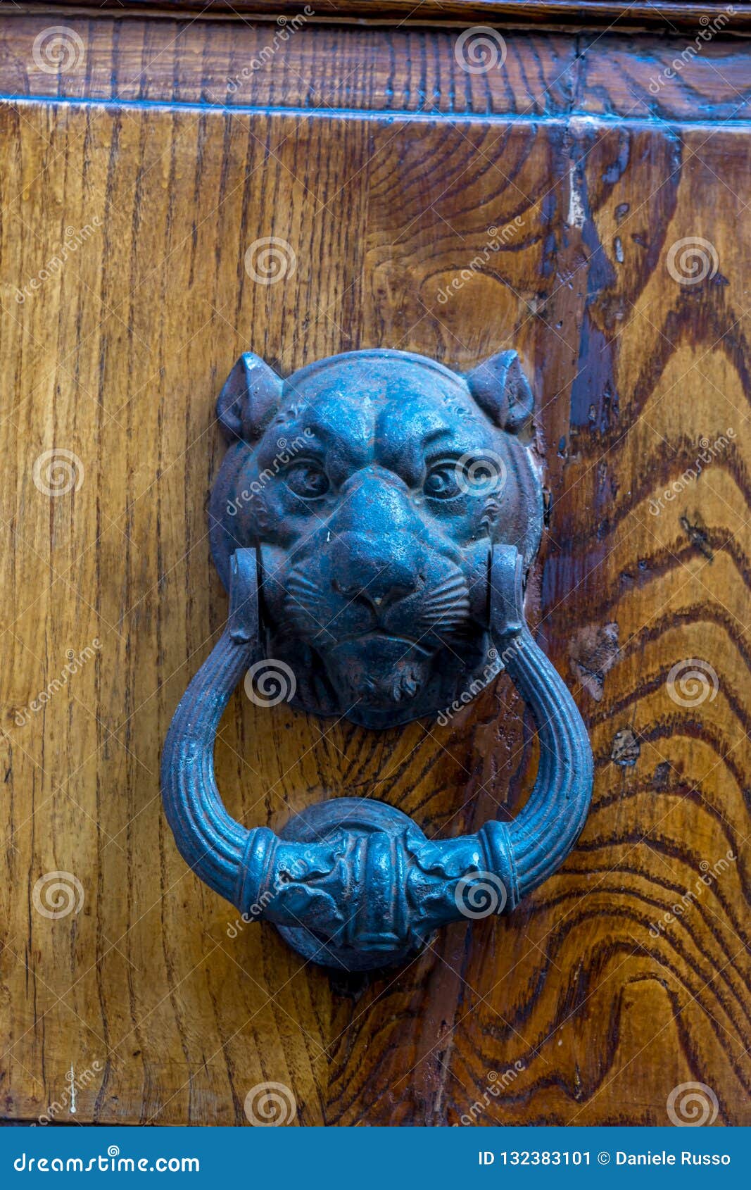 Old Clapper on Wooden Old Door Stock Image - Image of decoration ...