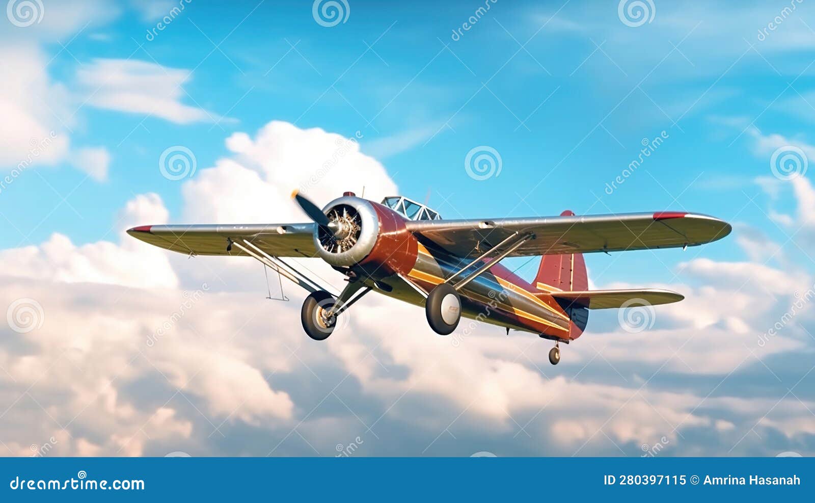 Old Classic Airplane on the Air. Generative Ai Stock Illustration ...