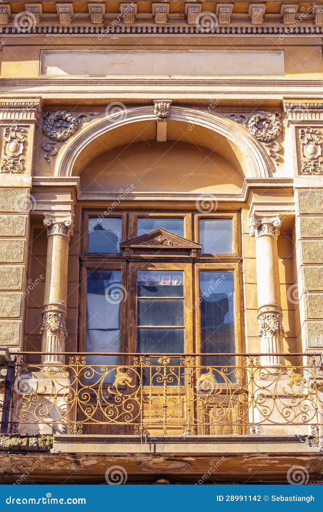 Old Classic Architectural Balcony Stock Photo - Image of downtown ...
