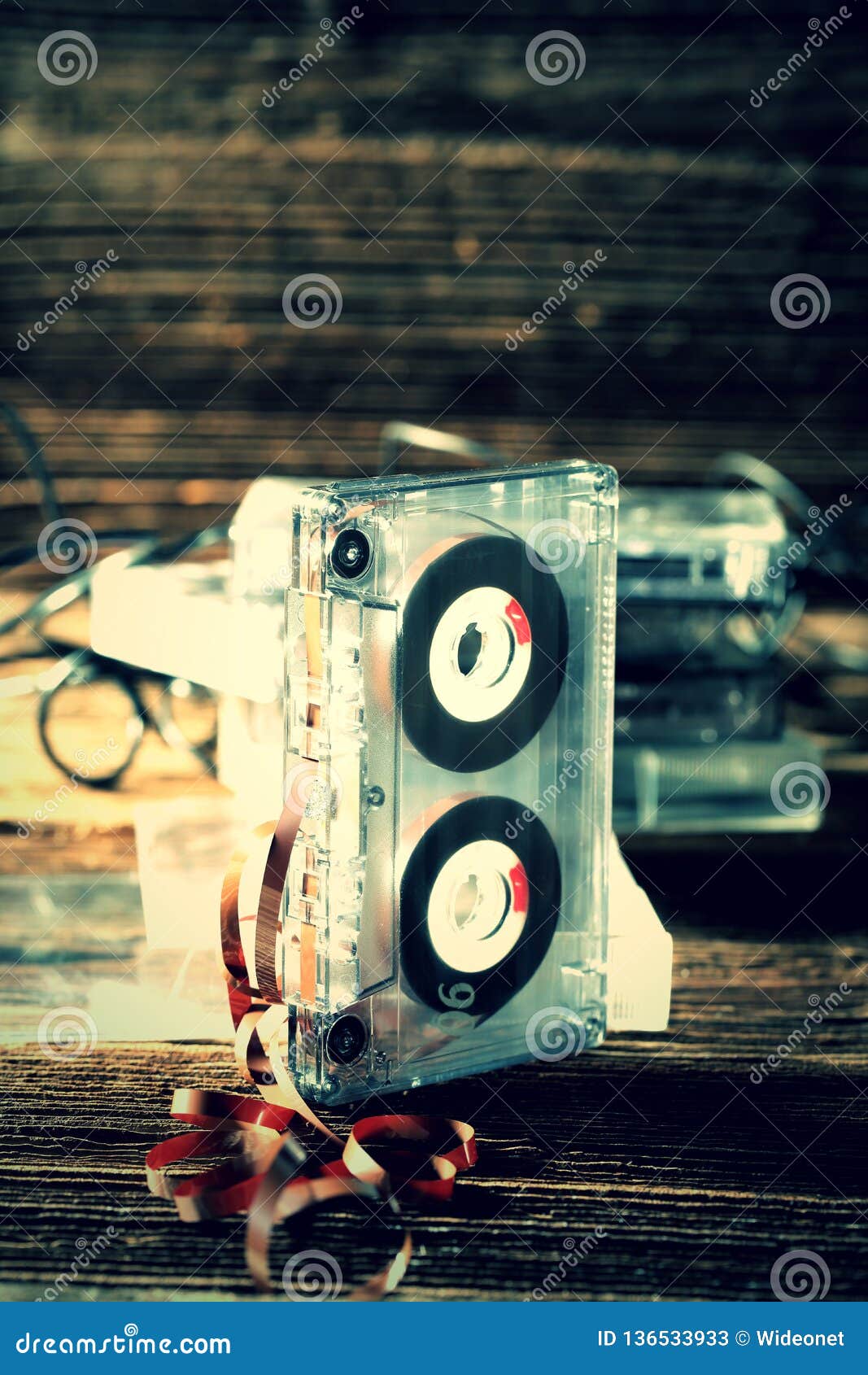 Old Classic Audio Cassette with Pulled Out of Tape Stock Image - Image ...