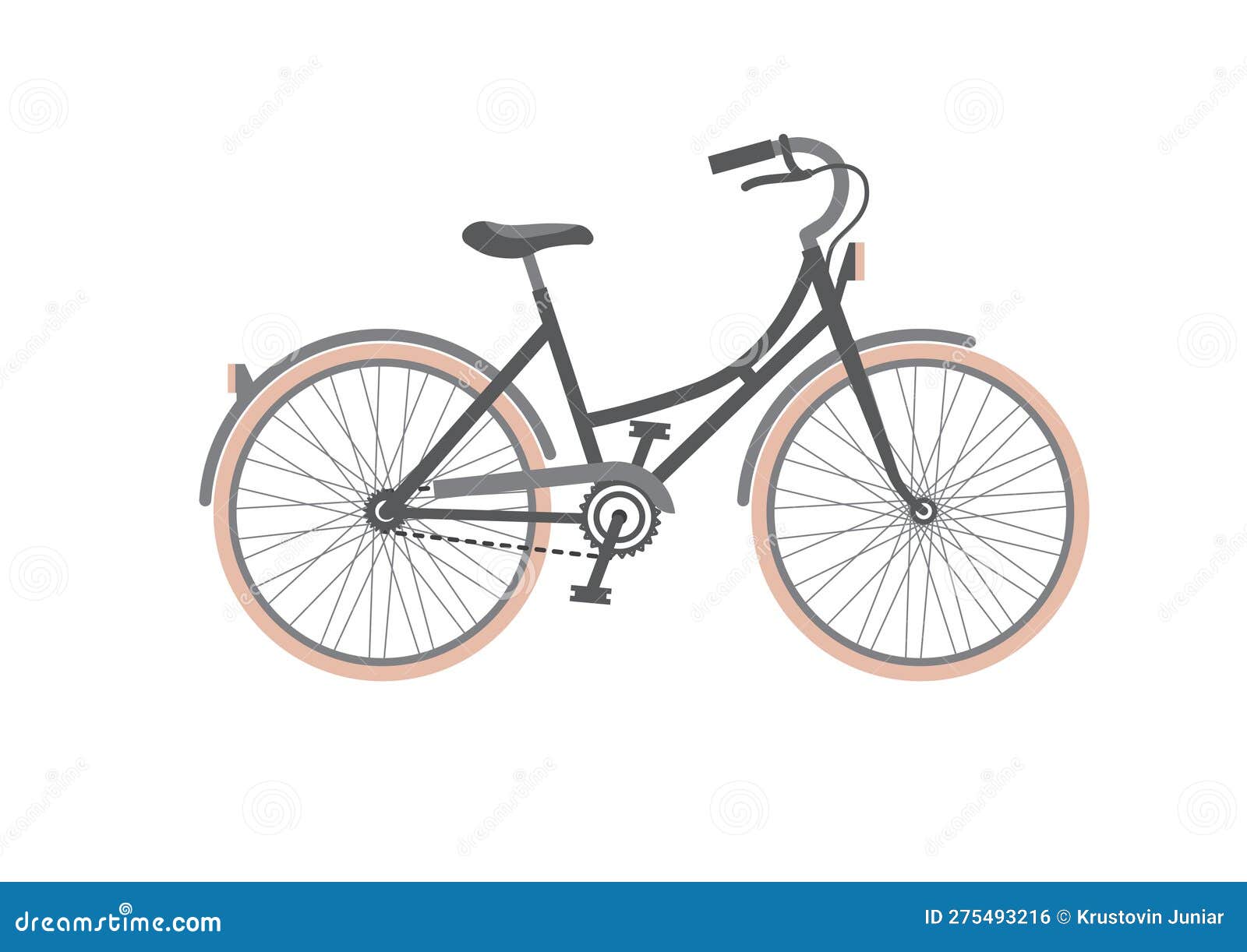 Classic Bicycle Vector Flat Illustration Isolated On White Background ...