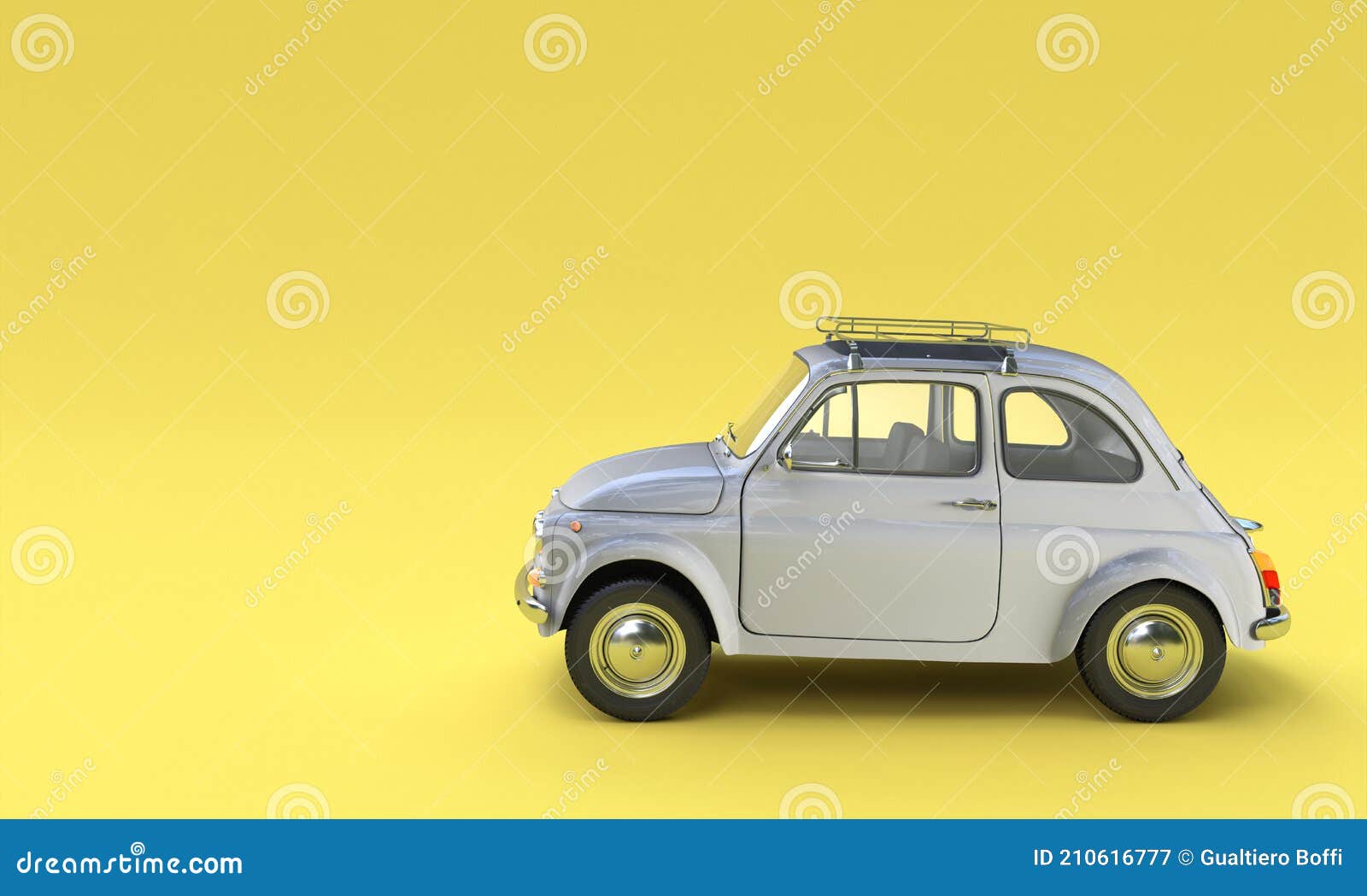 Old Classic Italian Car 500 Gray on a Yellow Background Stock ...