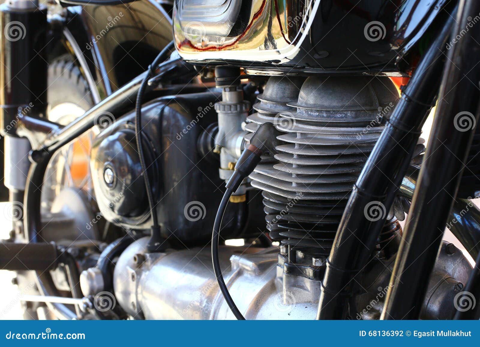 Old Classic Motorbike Engine Stock Photo - Image of carburetor, people ...