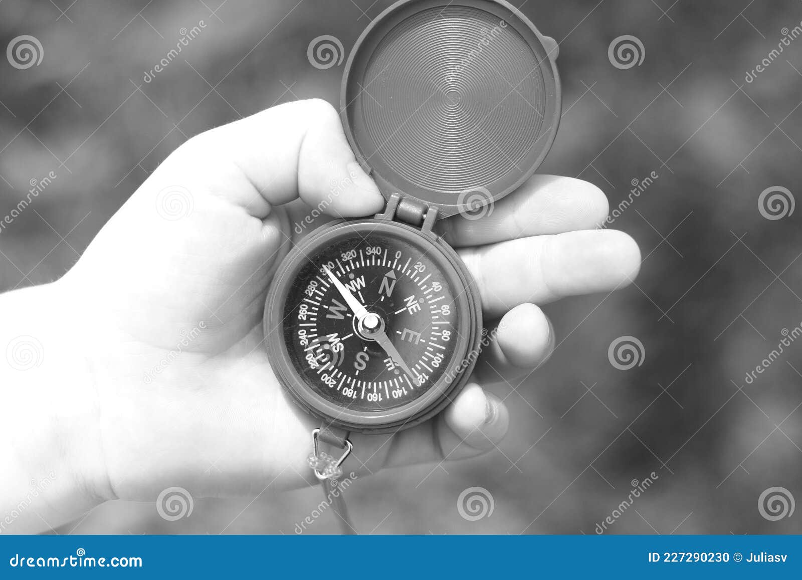 Old Classic Navigation Compass in Hand on Natural Background As Symbol ...