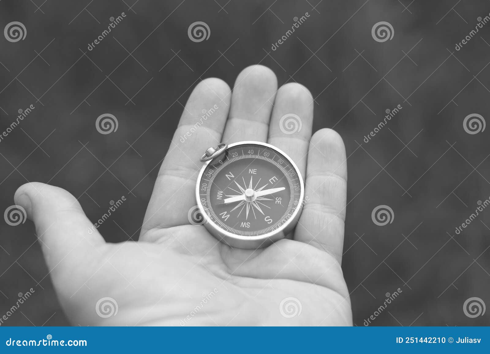 Old Classic Navigation Compass in Hand on Natural Background Stock ...