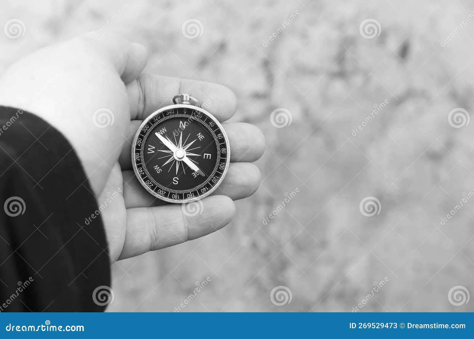 Old Classic Navigation Compass in Hand on Natural Background Stock ...