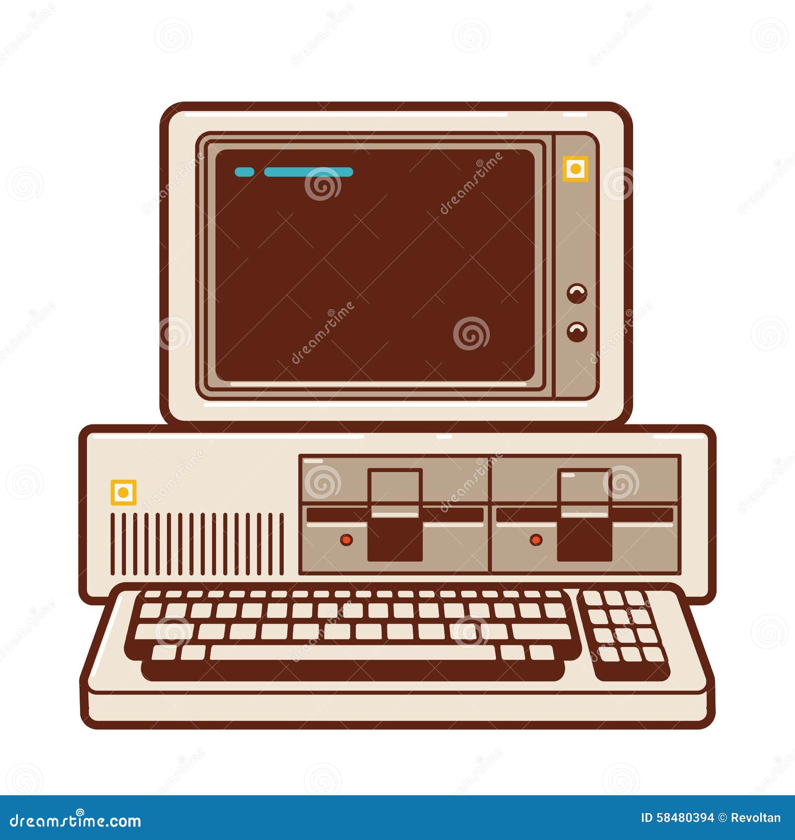 Old Past Computer And New Modern Desktop Computer Cartoon Set Royalty ...