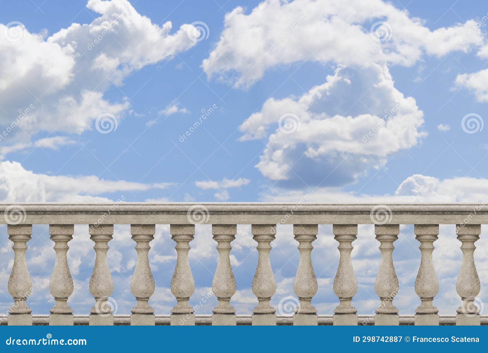 Old Classic Stone Italian Balustrade and Cloudy Sky Stock Image - Image ...