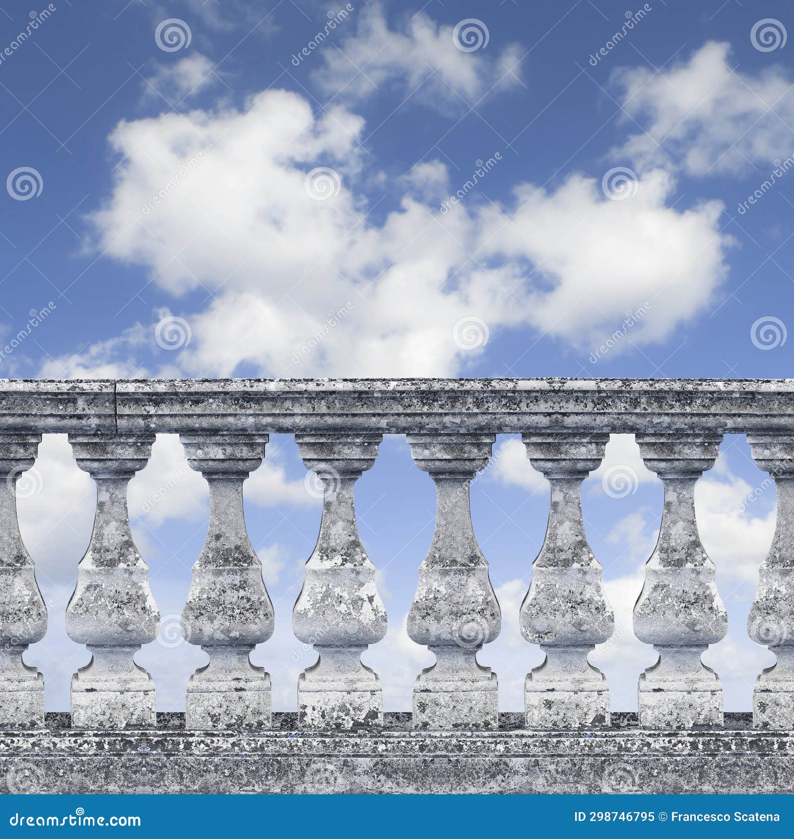 Old Classic Stone Italian Balustrade and Cloudy Sky Stock Image - Image ...