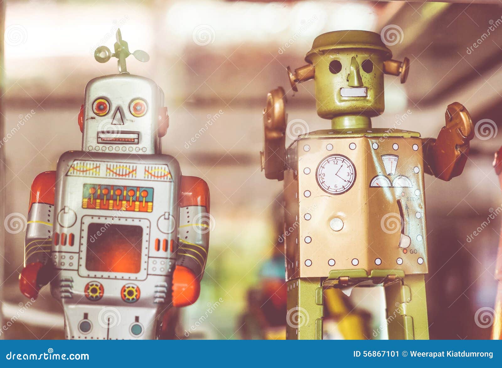 Old Classic Tin Toy Robots Stock Image | CartoonDealer.com #105688867