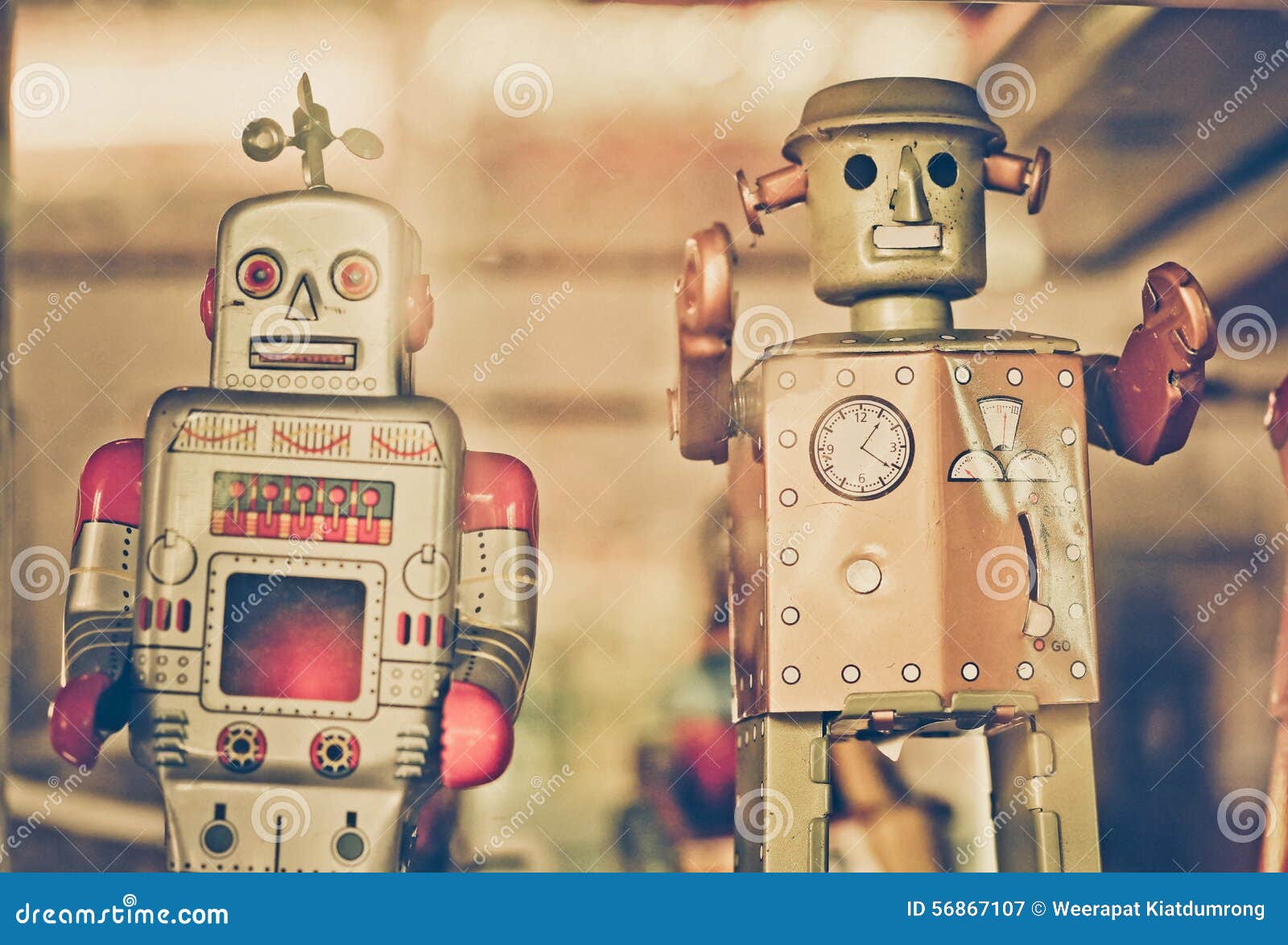 Old Classic Tin Toy Robots Stock Image | CartoonDealer.com #105688867