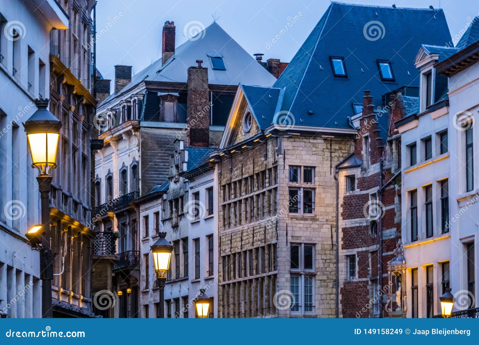 Old Classical City Architecture with Lighted Lampposts in the City of ...