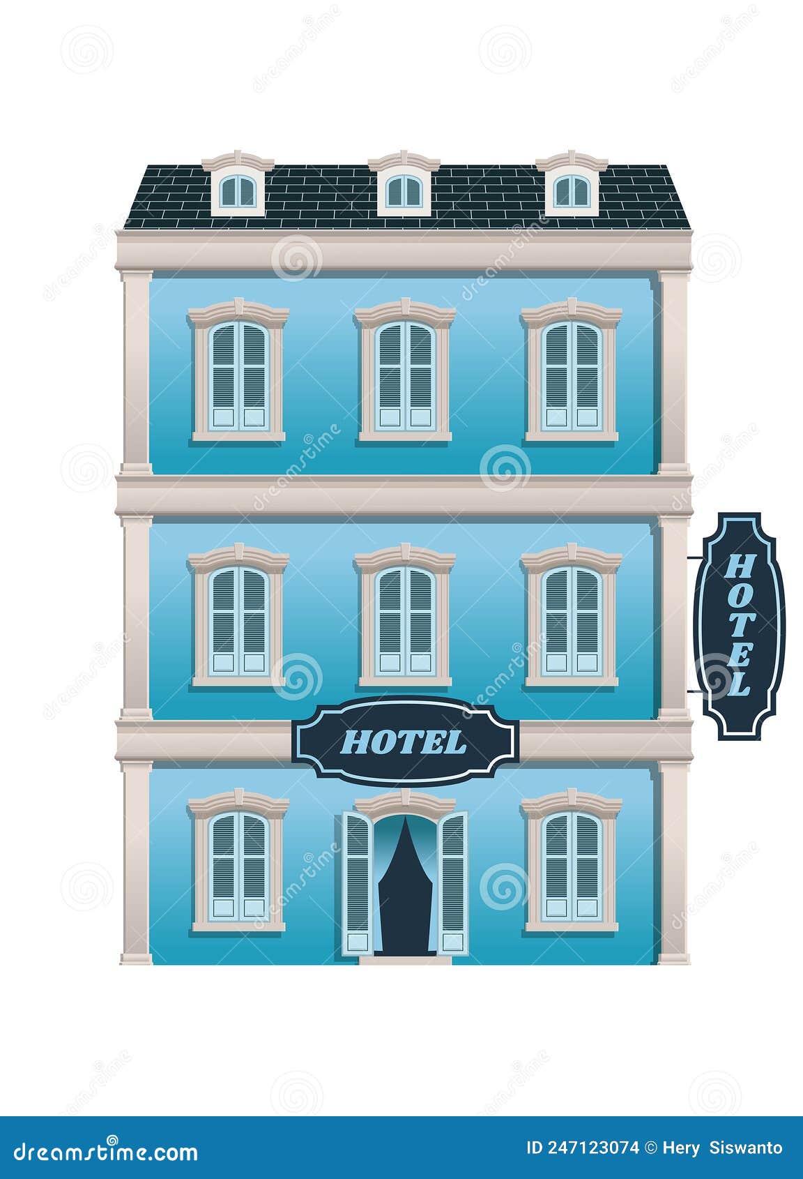 Old Classical Traditional Hotel Building Stock Vector - Illustration of ...