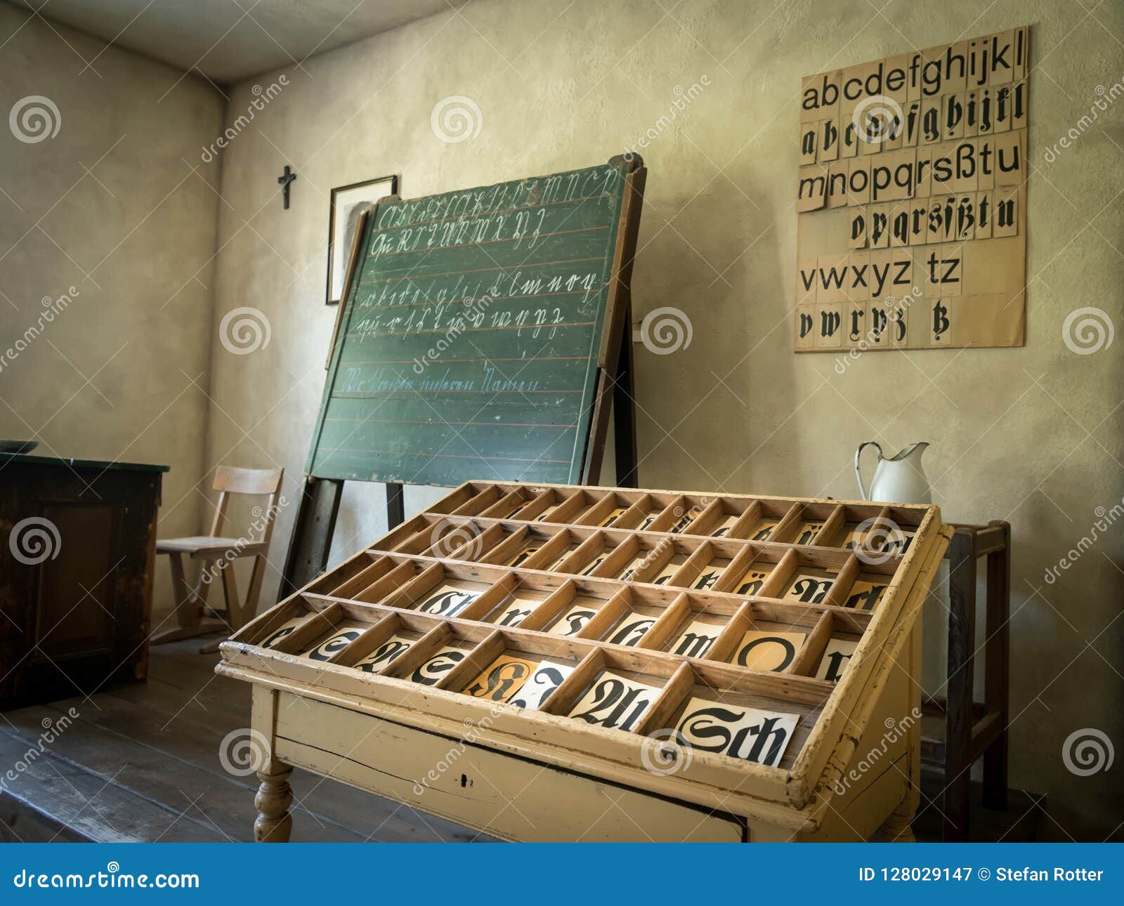 An Old Classroom with Blackboard and Boards with Old Script Editorial ...
