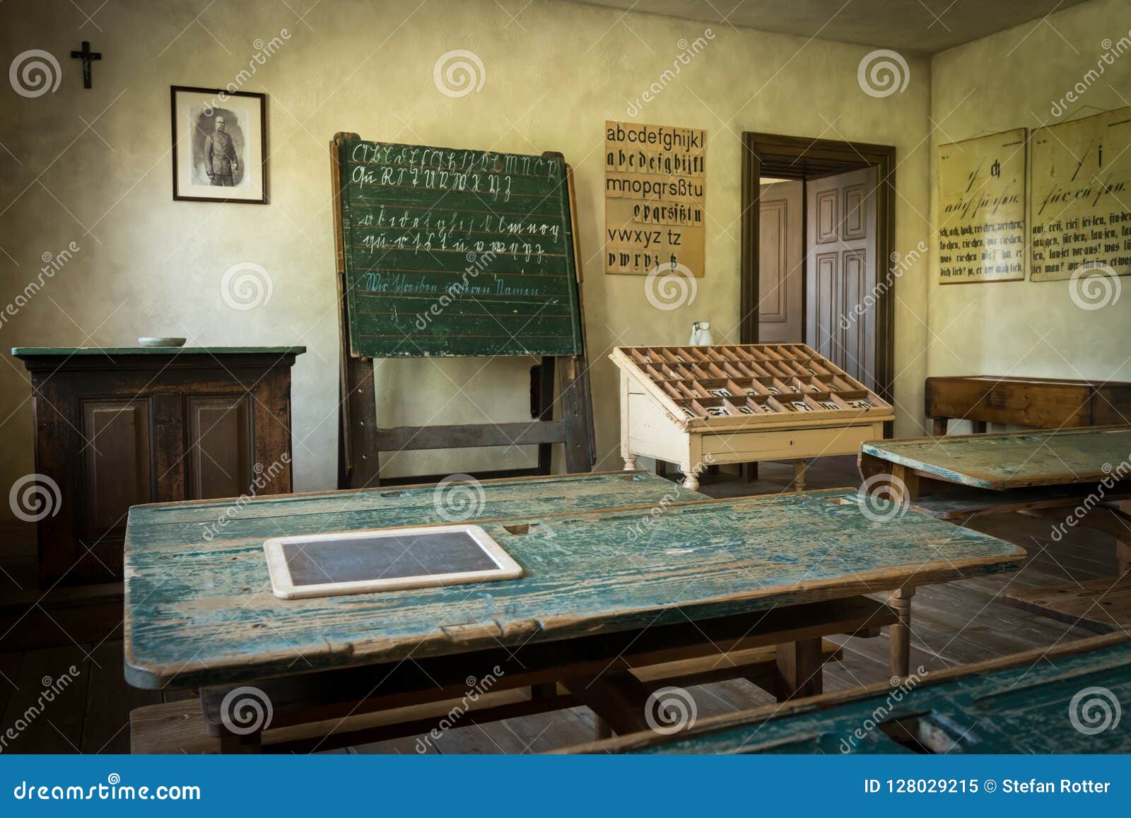 Old Classroom With Blackboard And School Benches Editorial Image ...