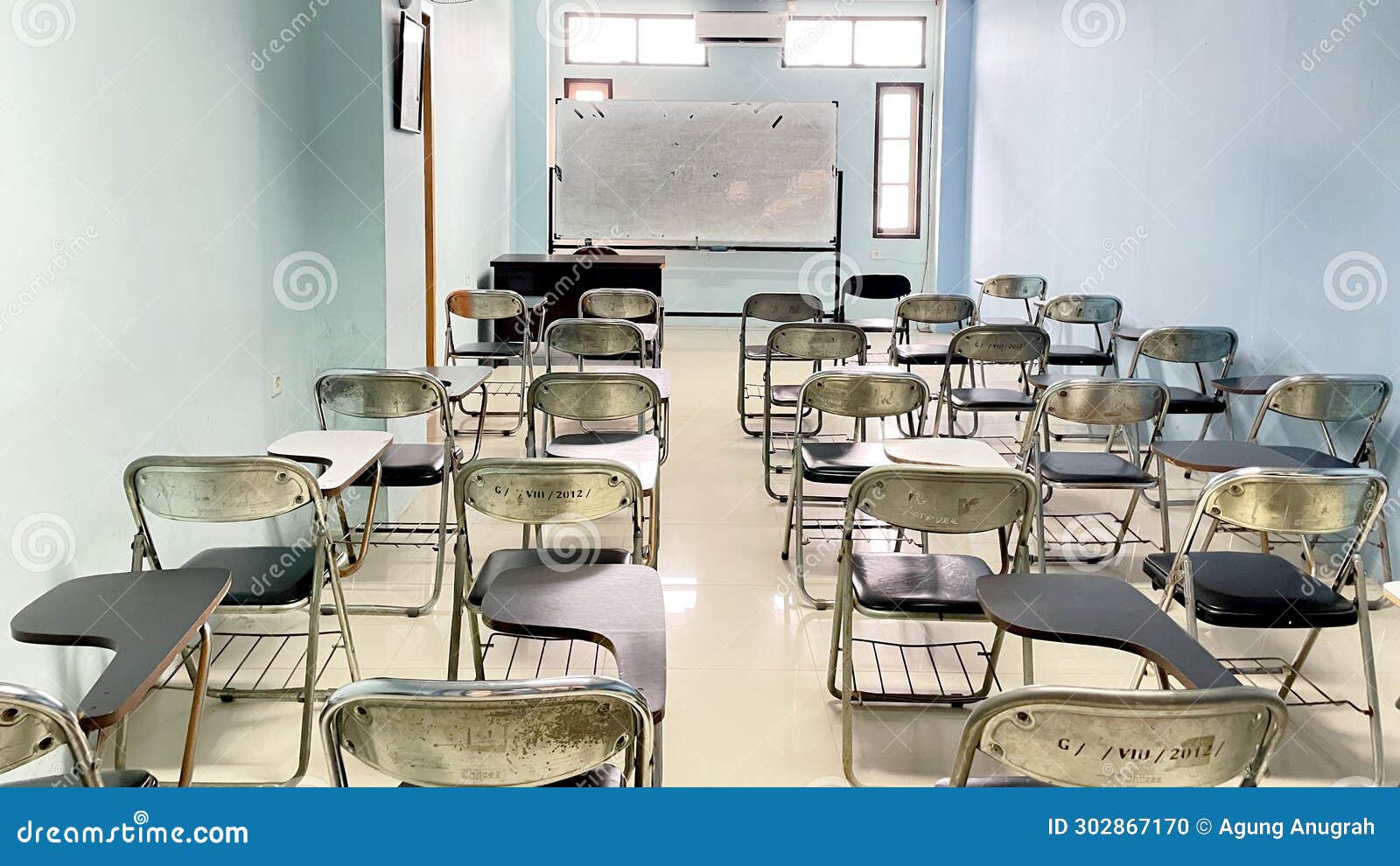 Old Classroom with a Lot of Lecture Chair,study Room without Student ...