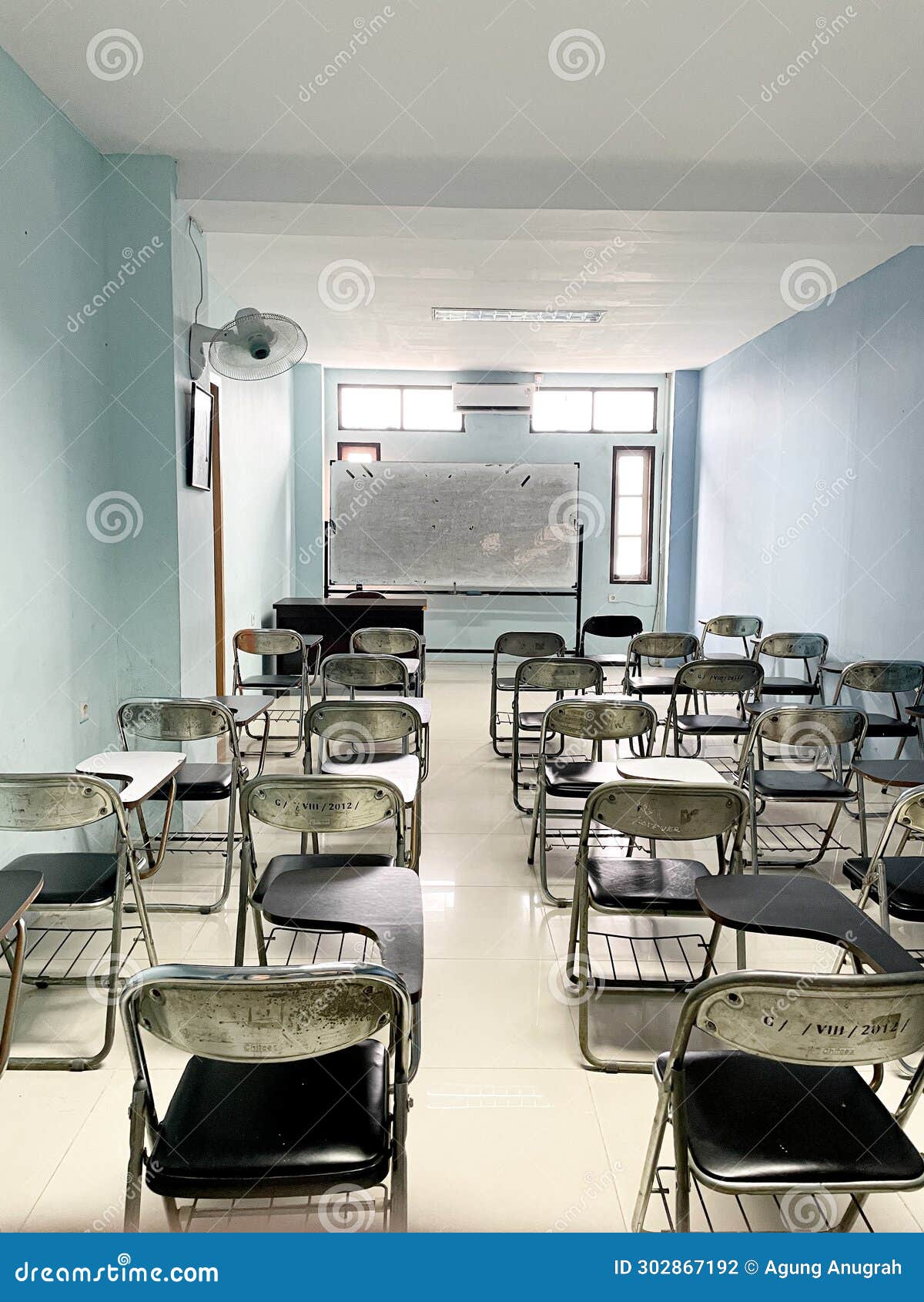 Old Classroom with a Lot of Lecture Chair,study Room without Student ...