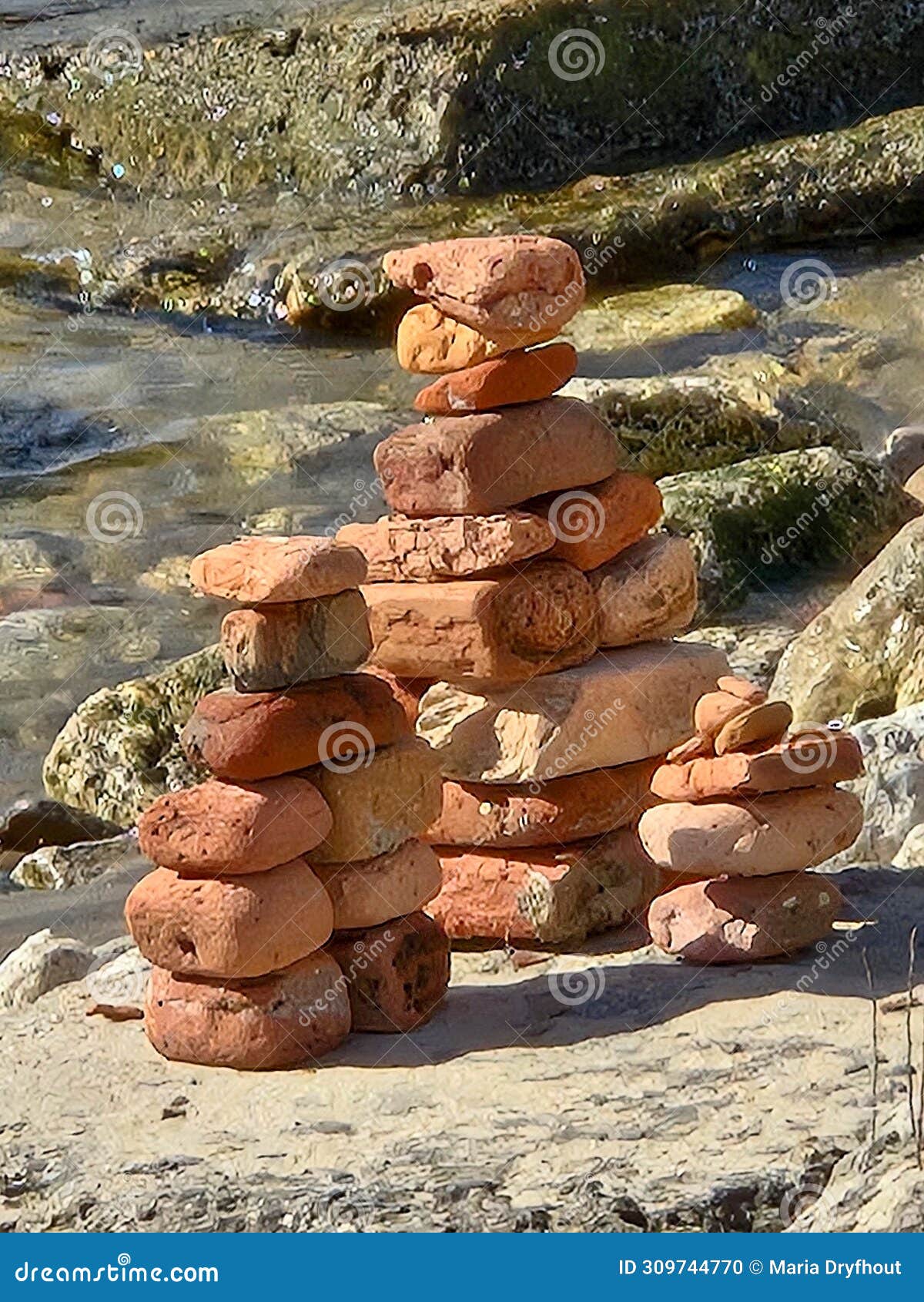 Old Clay Brick Cairn on Beach Rock Stock Photo - Image of natural ...