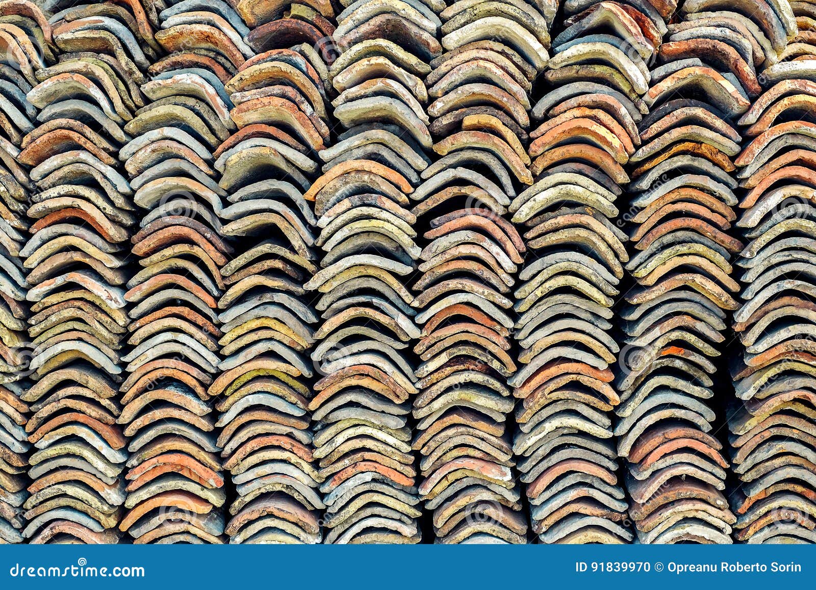 Old Clay Ceramic Roofing Tile Stacked Stock Photo - Image of outdoors ...