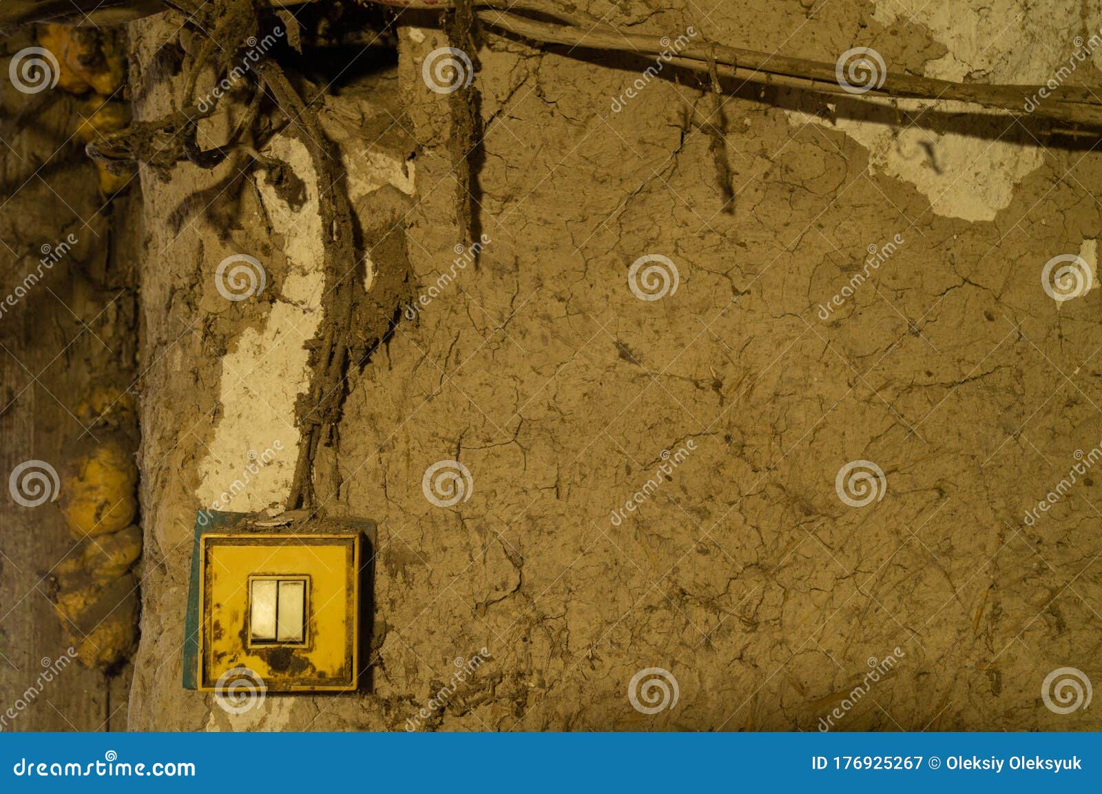 Old Clay Shack, Wall with Clay Stucco. Old Workshop. Old Machine Tool ...