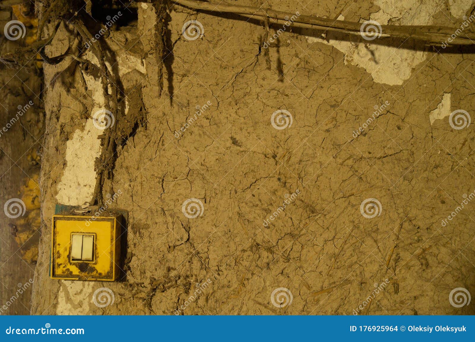 Old Clay Shack, Wall with Clay Stucco. Old Workshop. Old Machine Tool ...