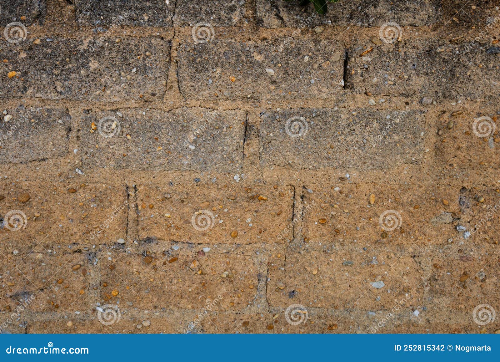 Old Clay Wall with Bricks Pattern and Mixed Pebbles Stock Photo - Image ...