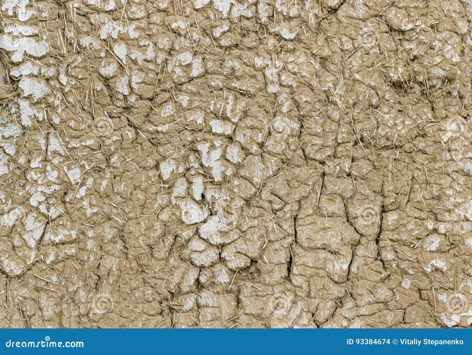 Old Clay Wall Cracked Straw Background Stock Photo - Image of ...