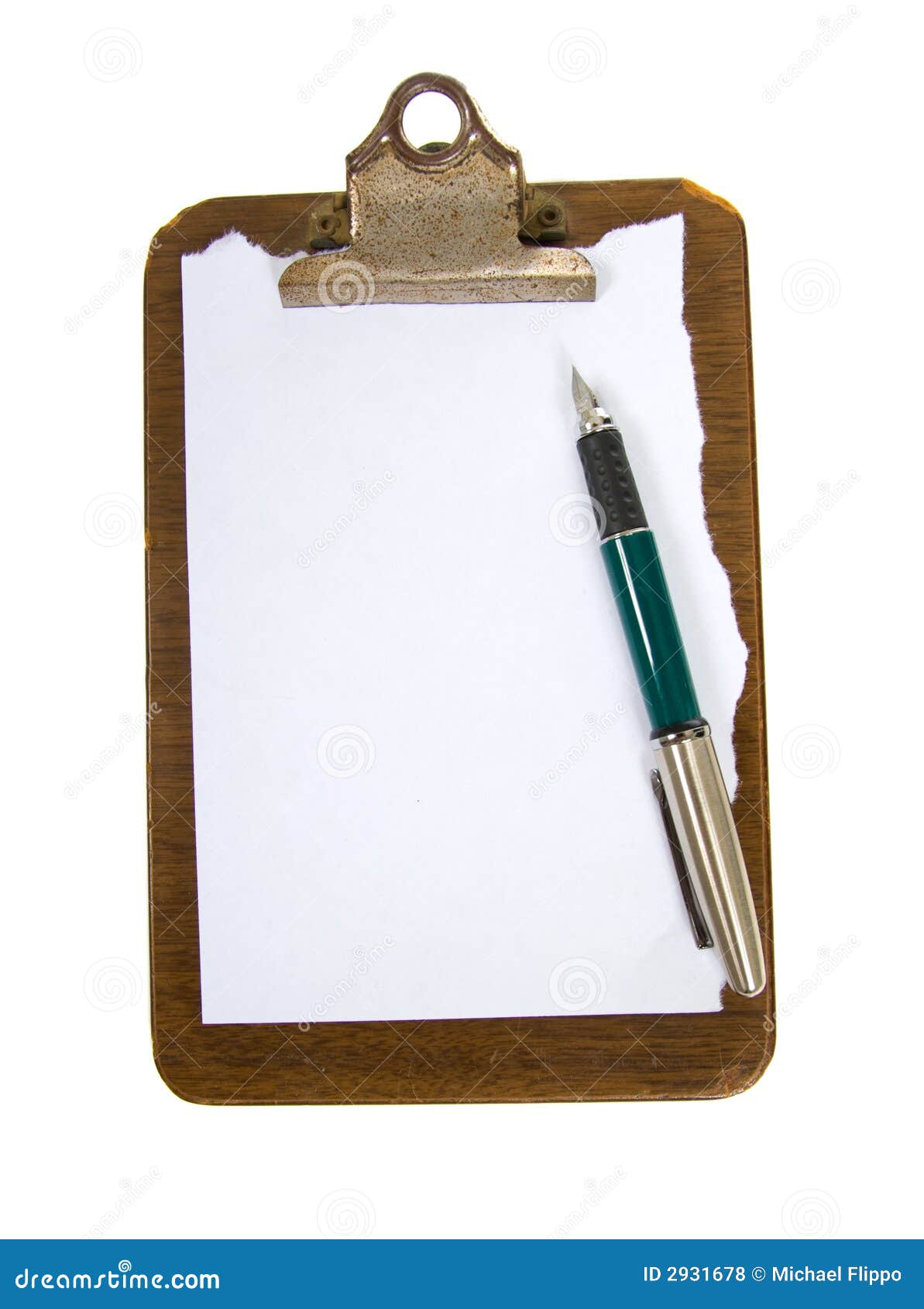 Old clip board with paper stock photo. Image of element - 2931678