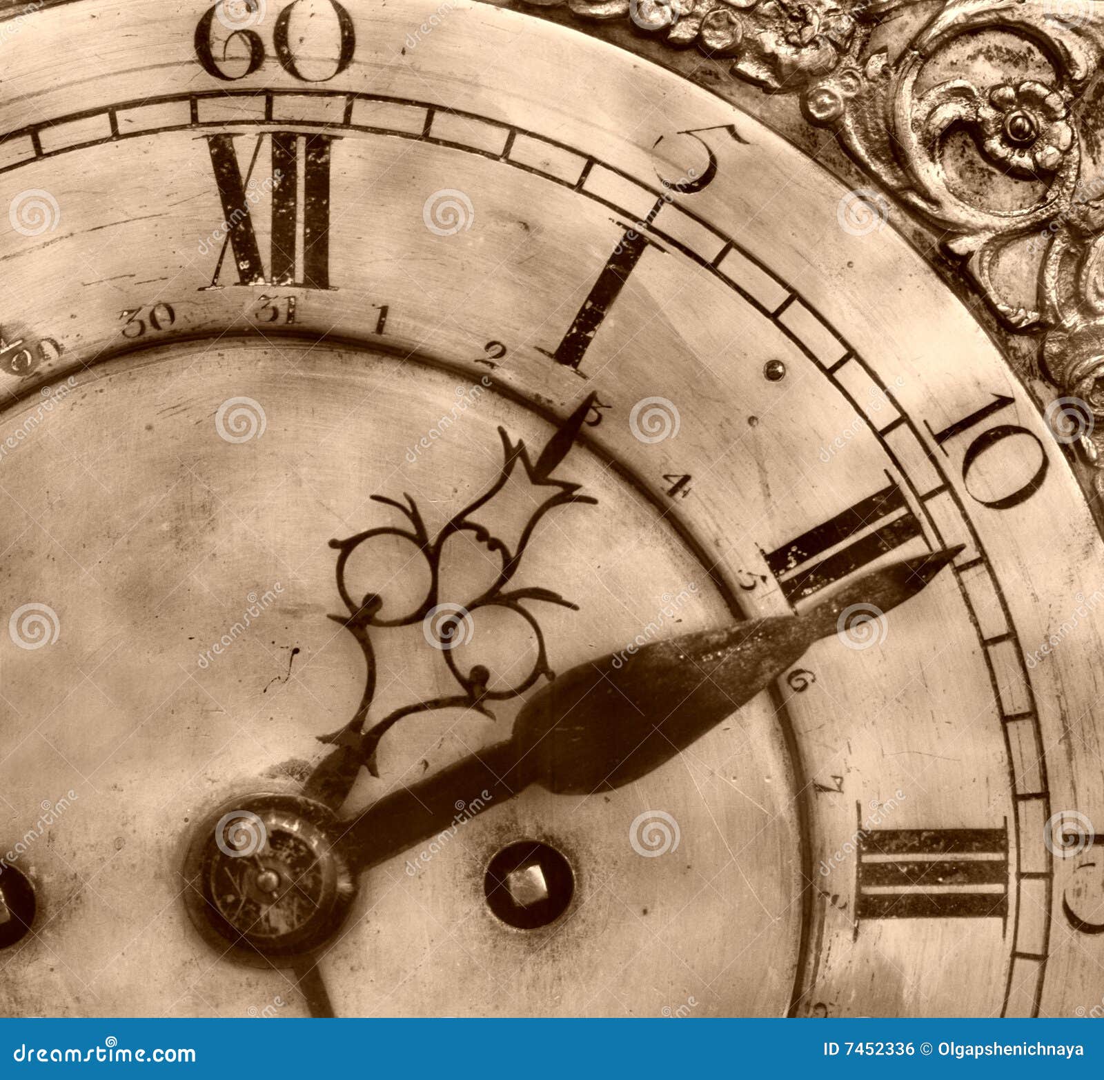 Old clock stock photo. Image of close, hour, monochrome - 7452336
