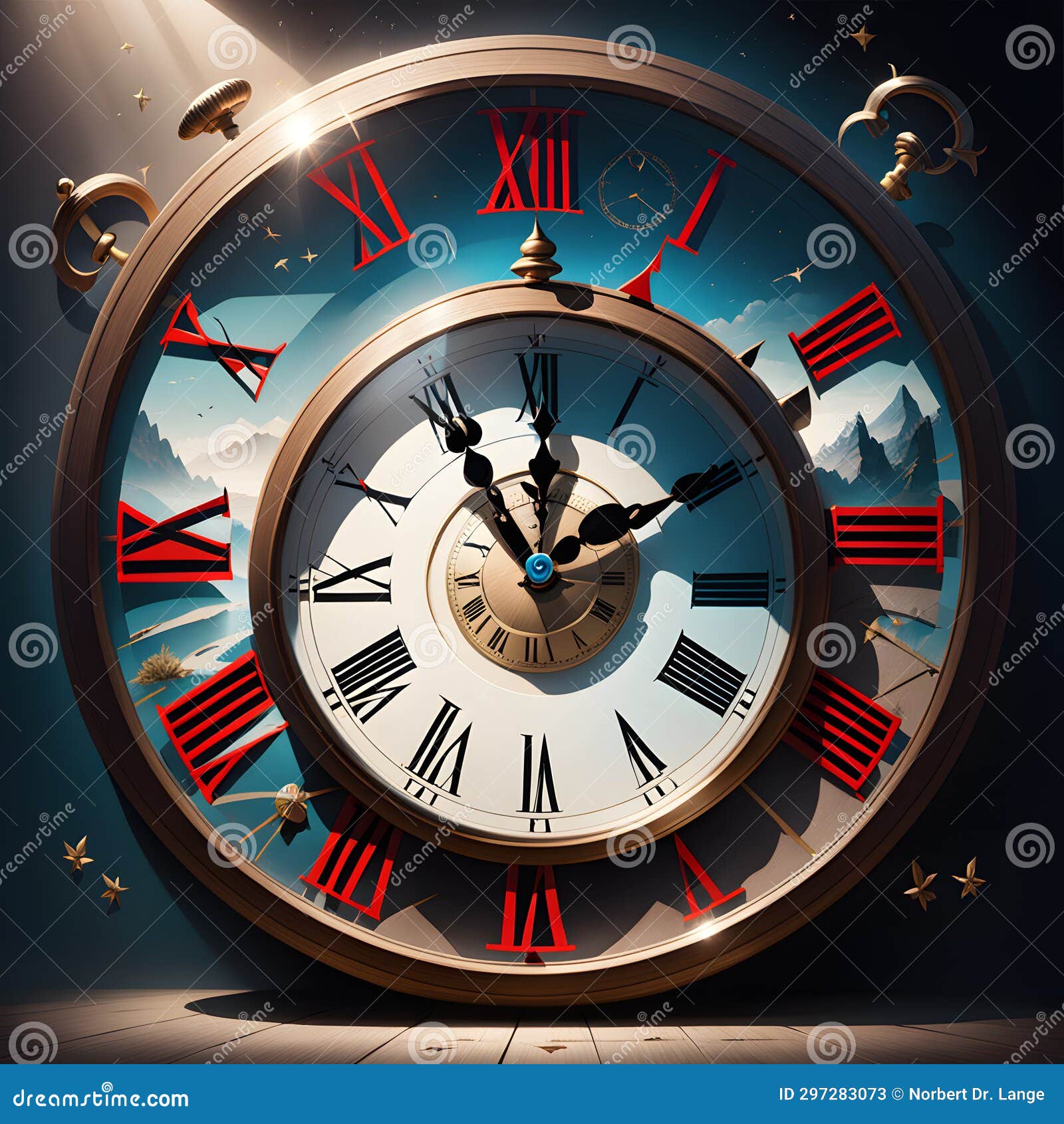 Old clock, AI-generatet stock illustration. Illustration of clock ...