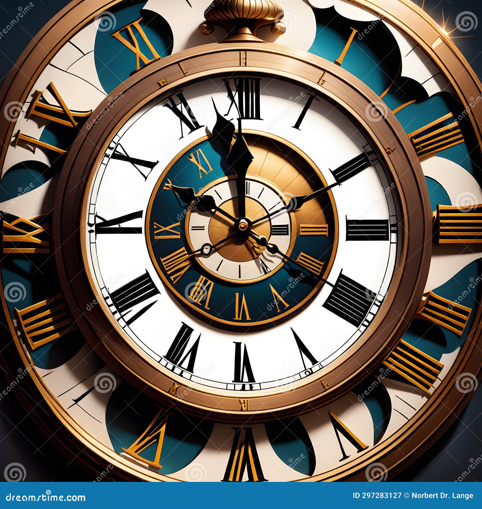 Old clock, AI-generatet stock illustration. Illustration of seconds ...