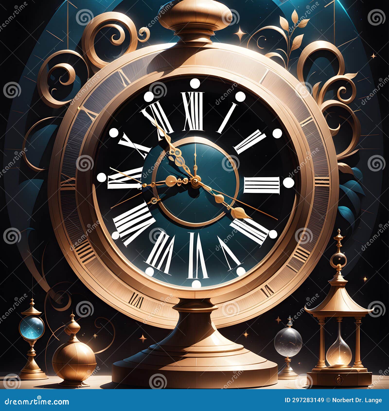 Old clock, AI-generatet stock illustration. Illustration of pointer ...