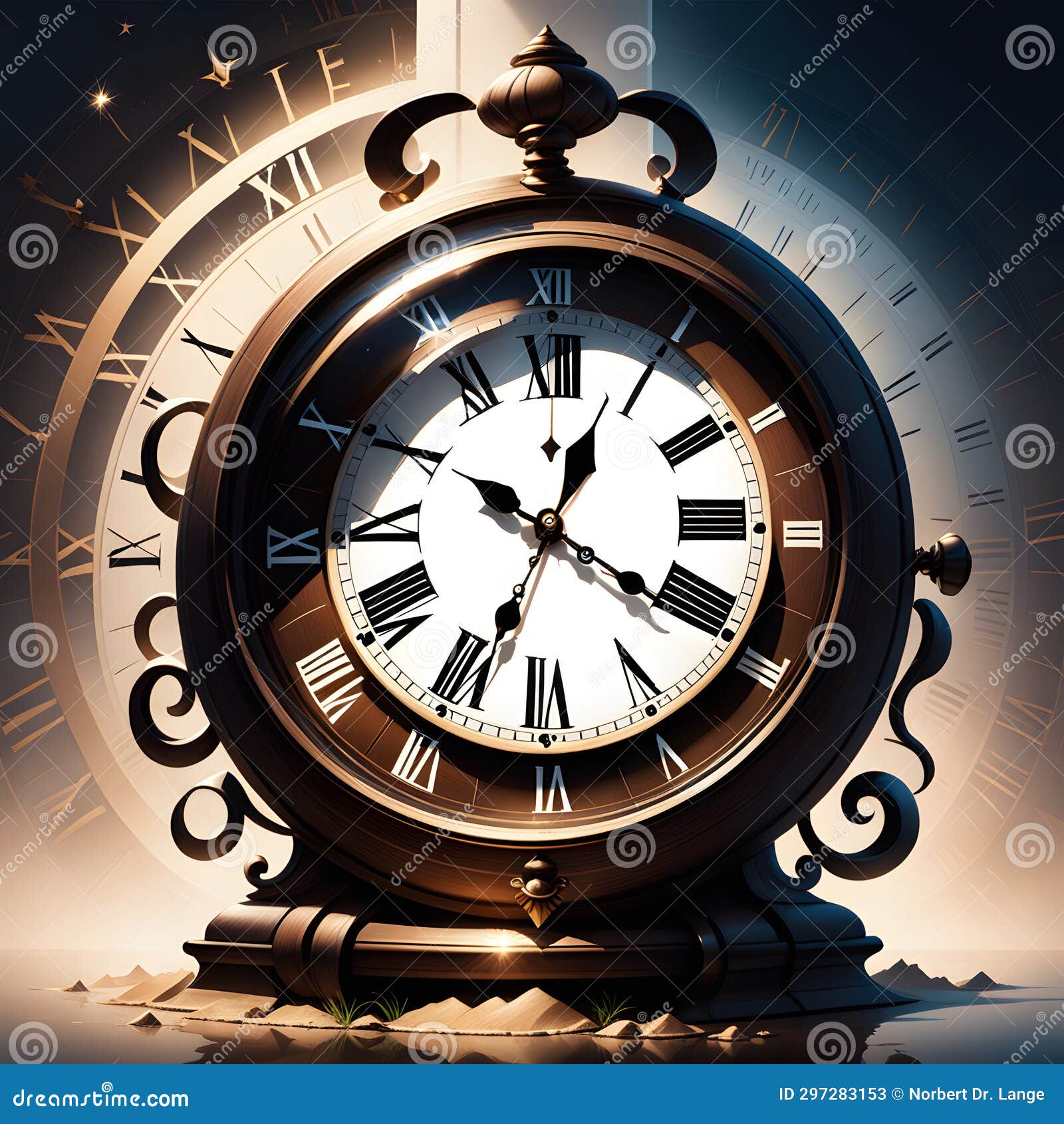 Old clock, AI-generatet stock image. Image of pass, time - 297283153