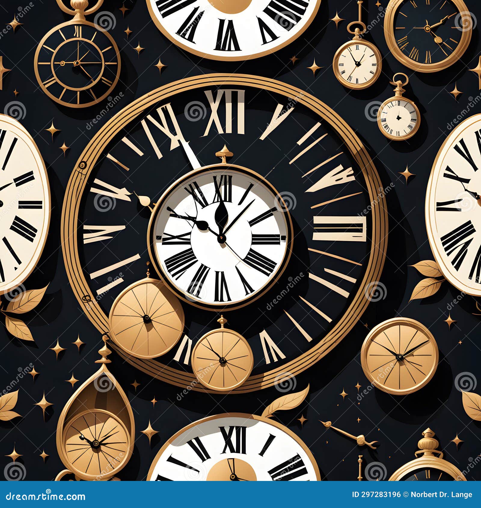 Old clock, AI-generatet stock illustration. Illustration of pass ...