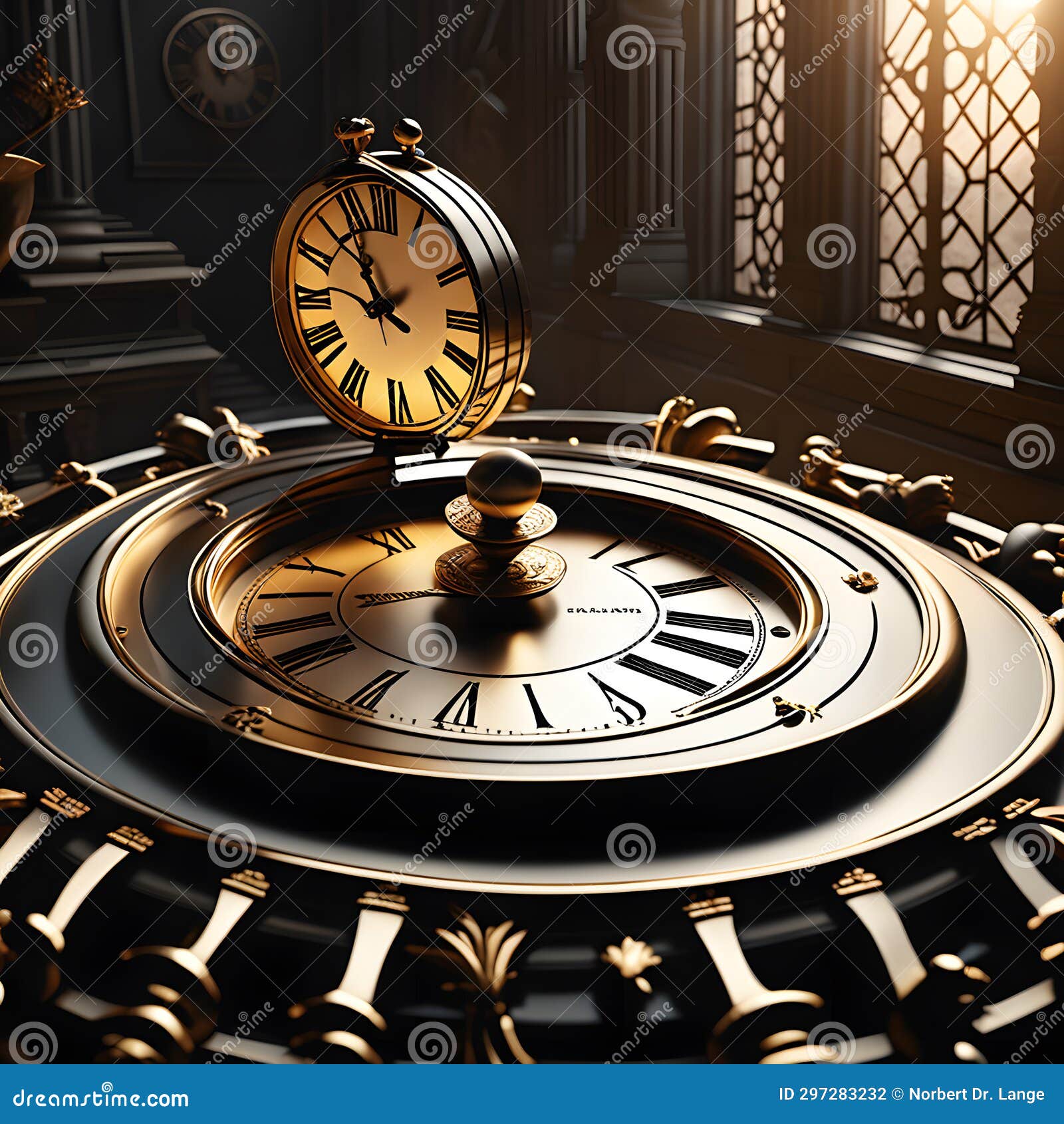 Old clock, AI-generatet stock illustration. Illustration of round ...