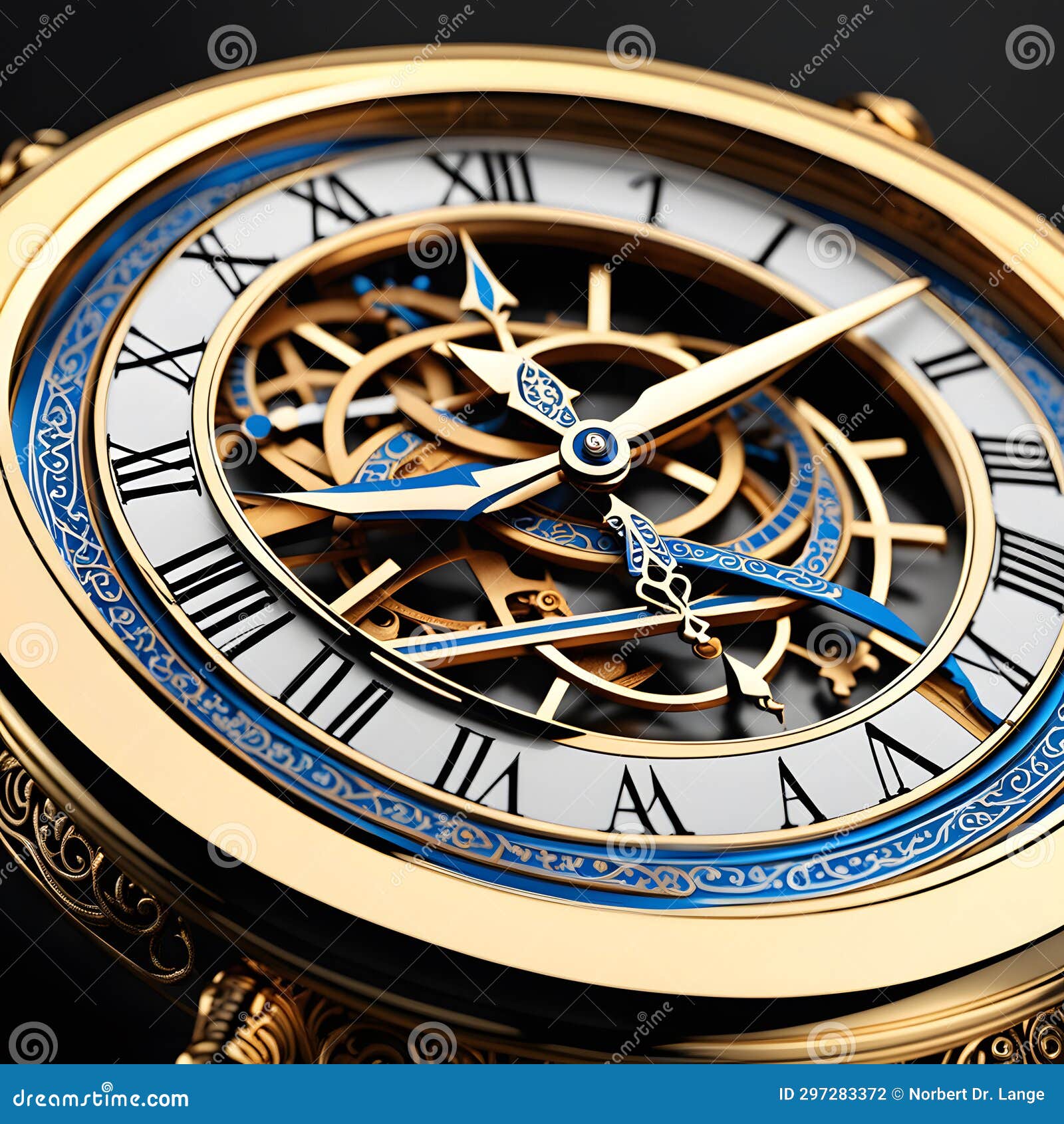 Old clock, AI-generatet stock illustration. Illustration of round ...