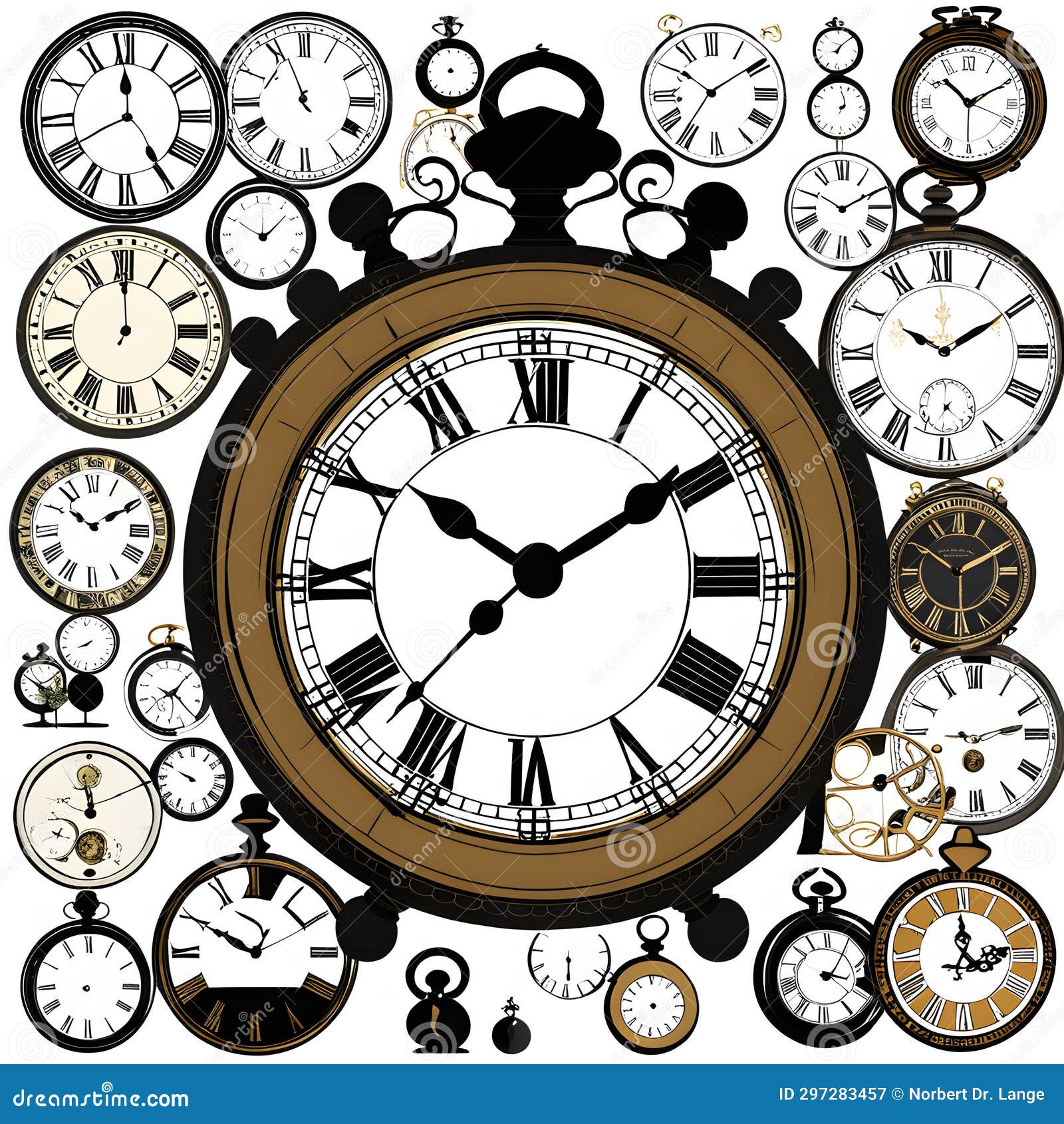 Old clock, AI-generatet stock illustration. Illustration of pointer ...