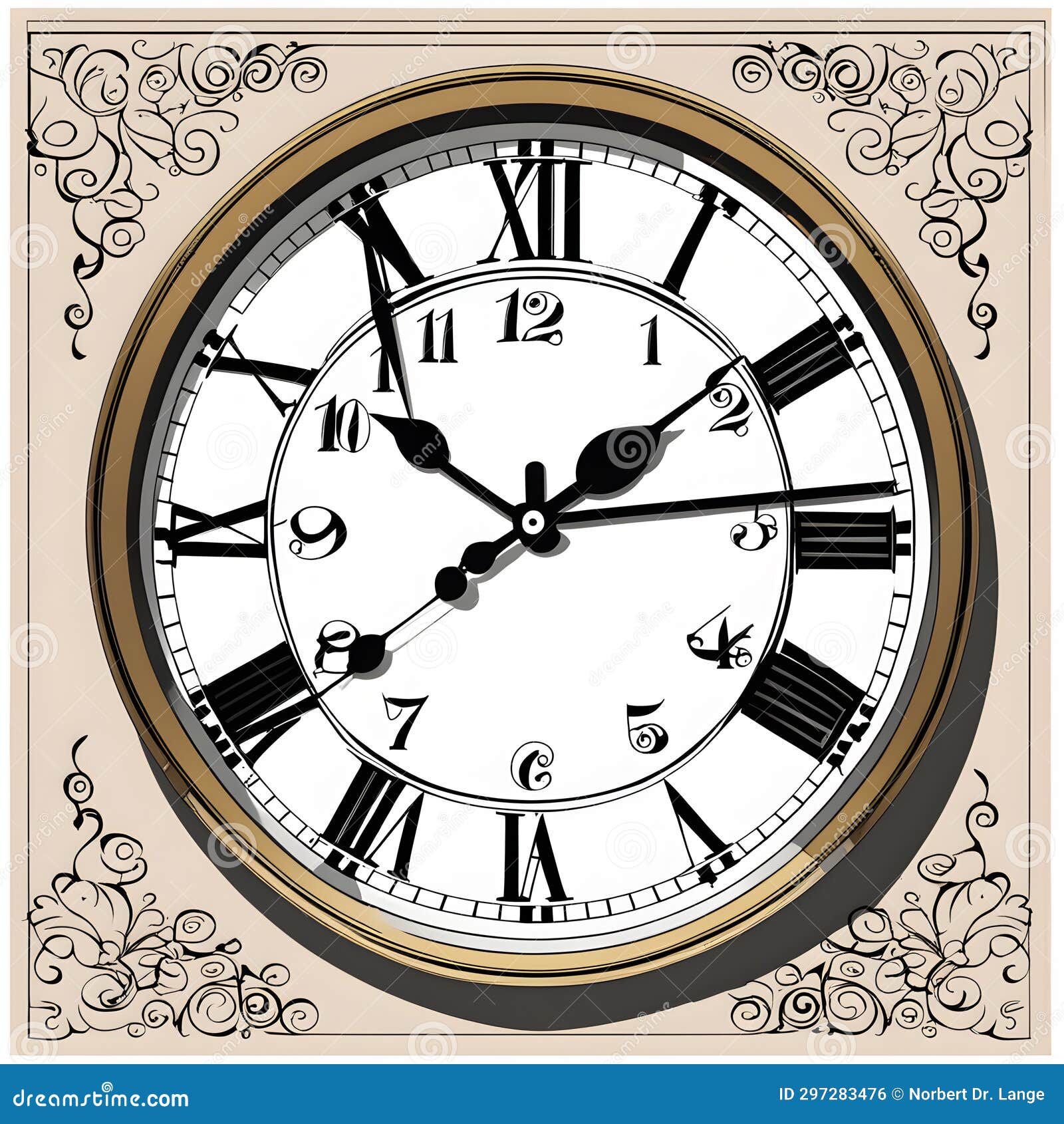 Old clock, AI-generatet stock illustration. Illustration of pointers ...