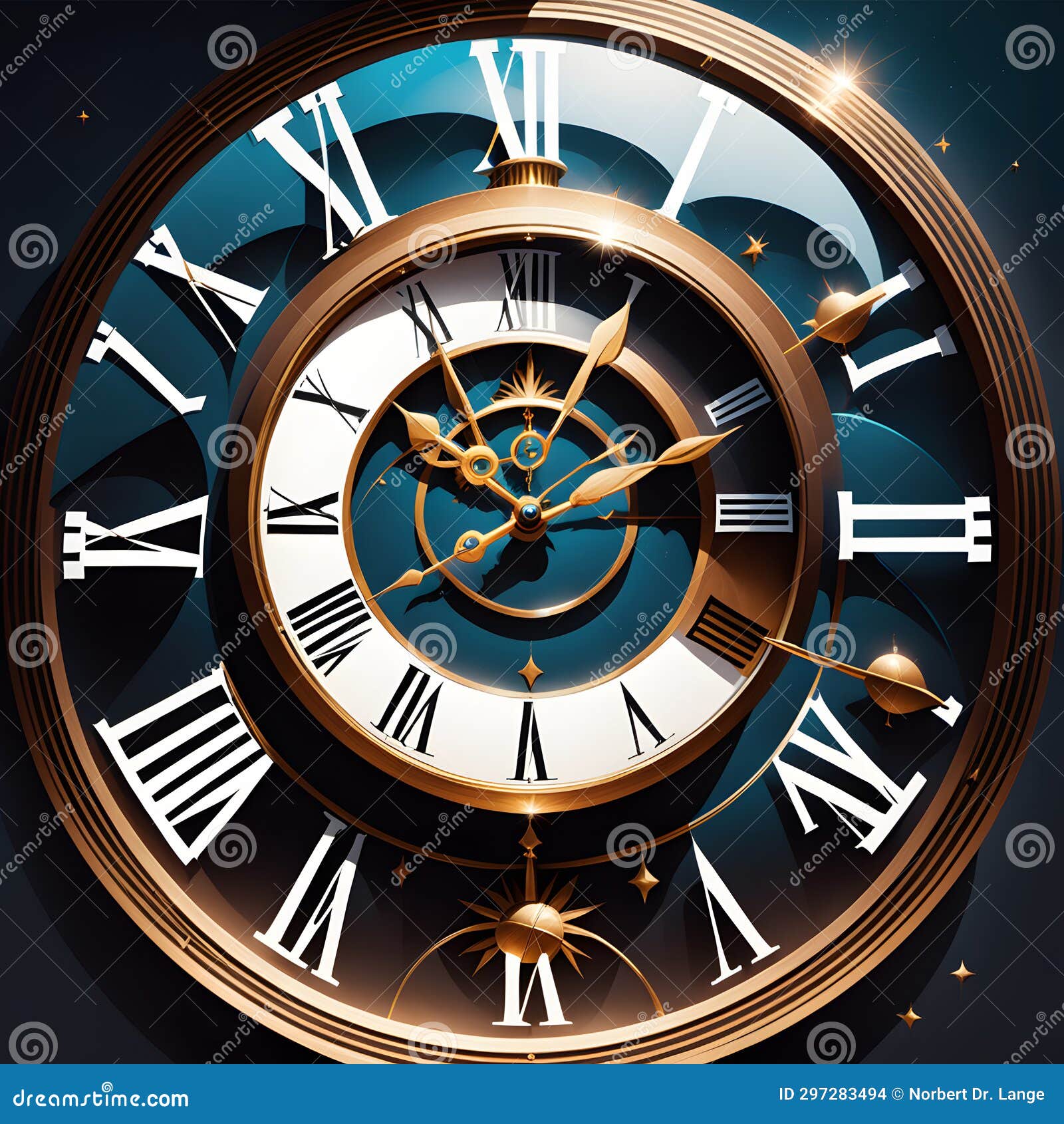 Old clock, AI-generatet stock illustration. Illustration of time ...