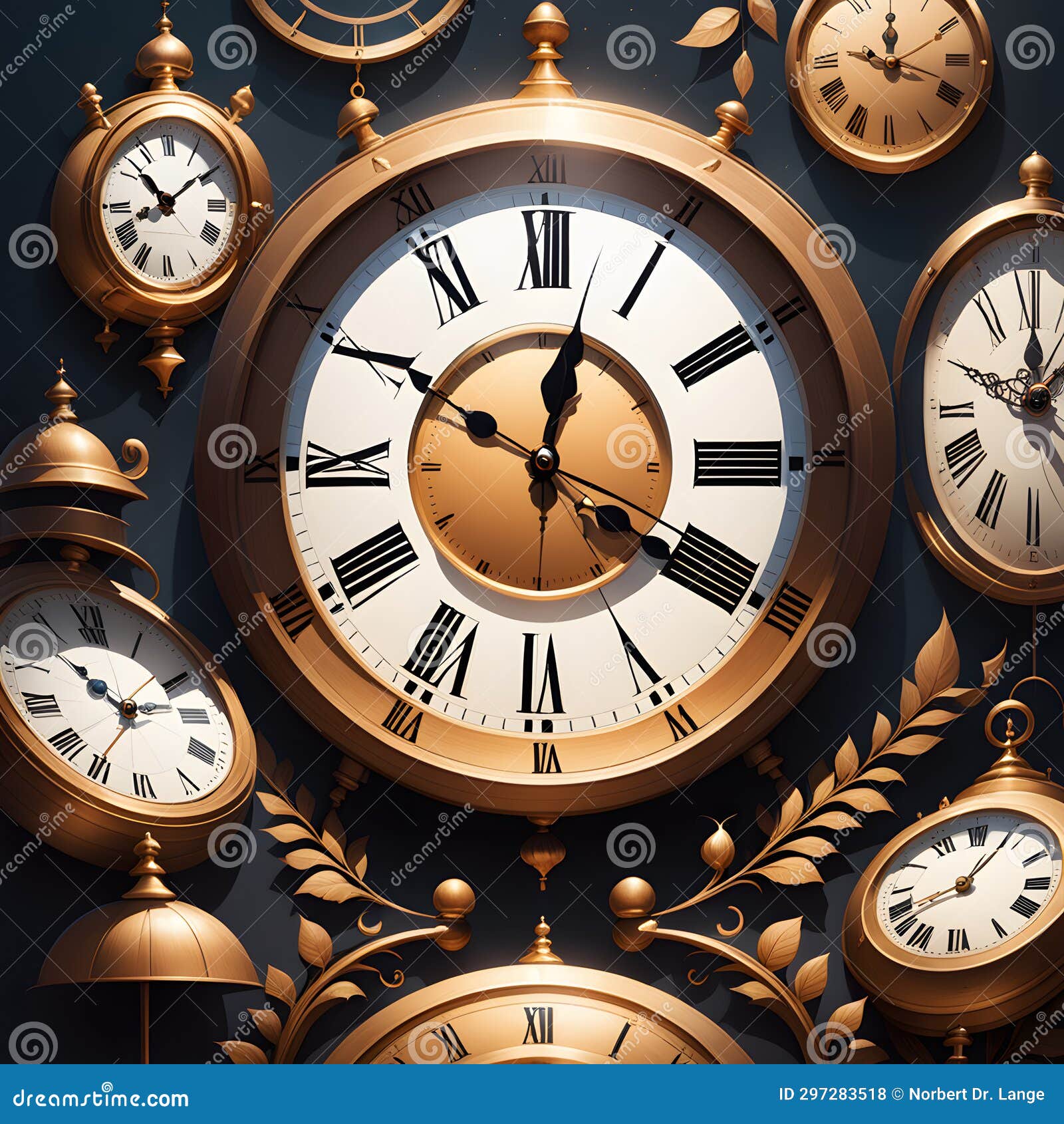 Old clock, AI-generatet stock photo. Image of pointers - 297283518
