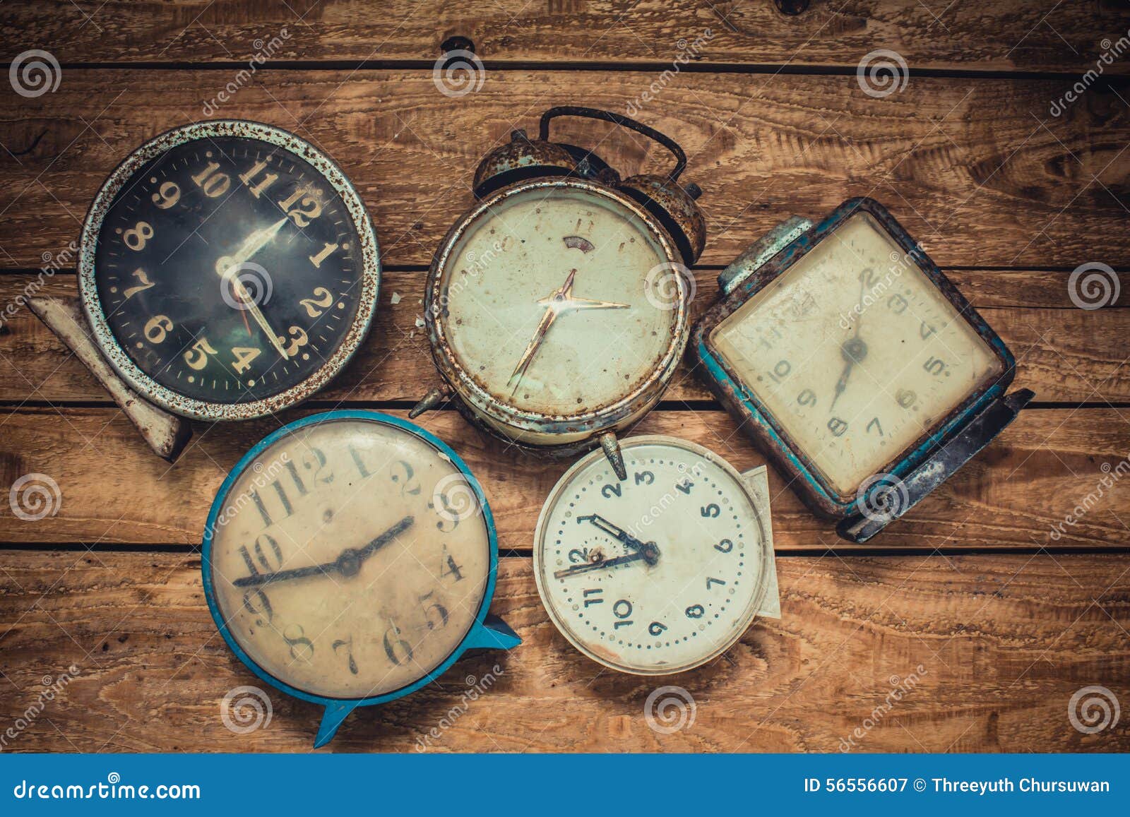 Old Alarm Clock in Art Retro Vintage Background Stock Image - Image of ...