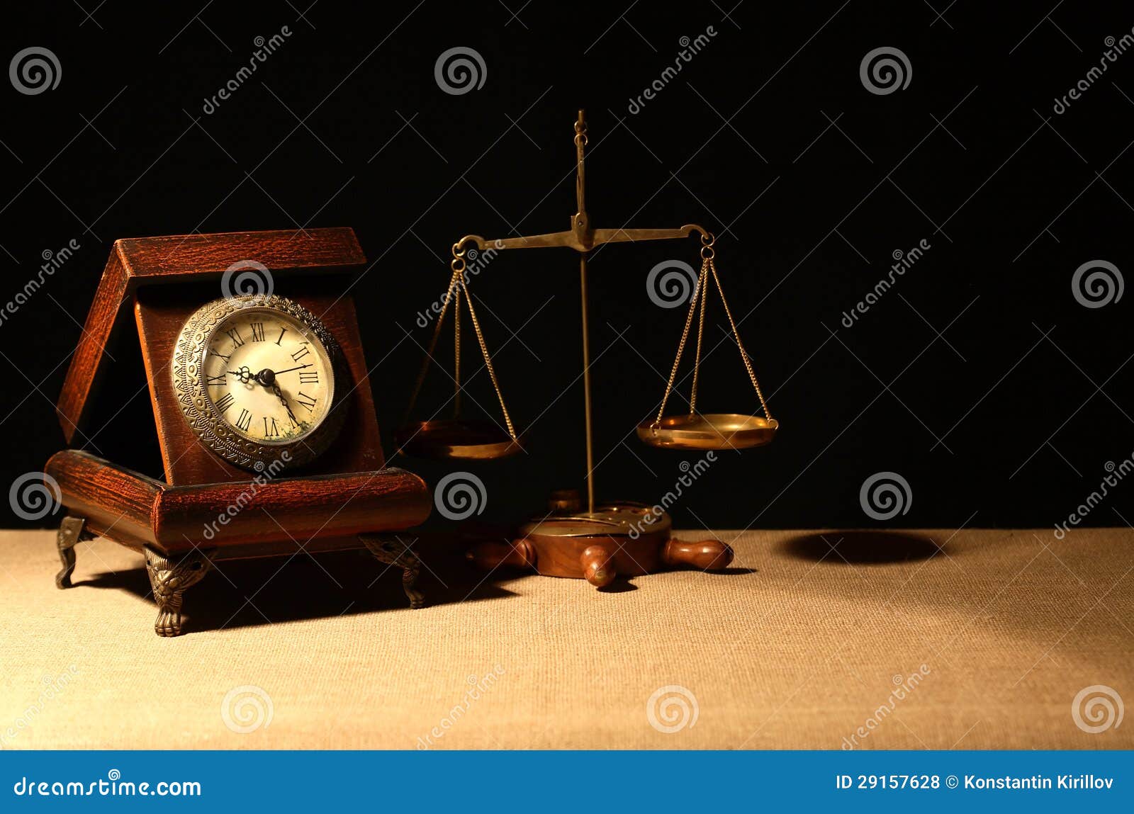 Old Clock and Balance stock photo. Image of ancient, scales - 29157628
