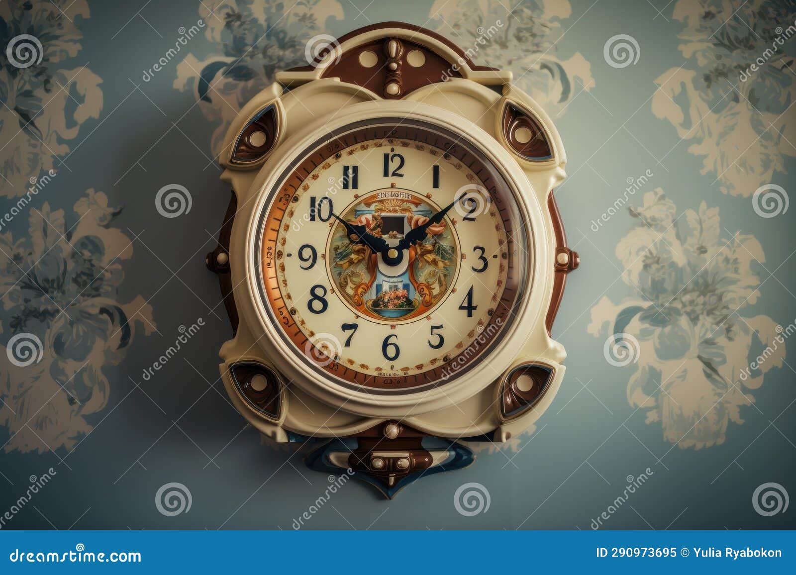 Old Clock on Brick Wall. Generate Ai Stock Image - Image of nine ...