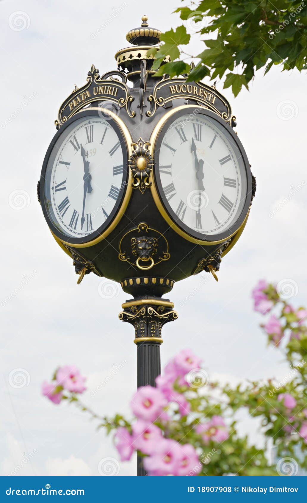 Old clock in Bucharest stock photo. Image of spring, bucarest - 18907908