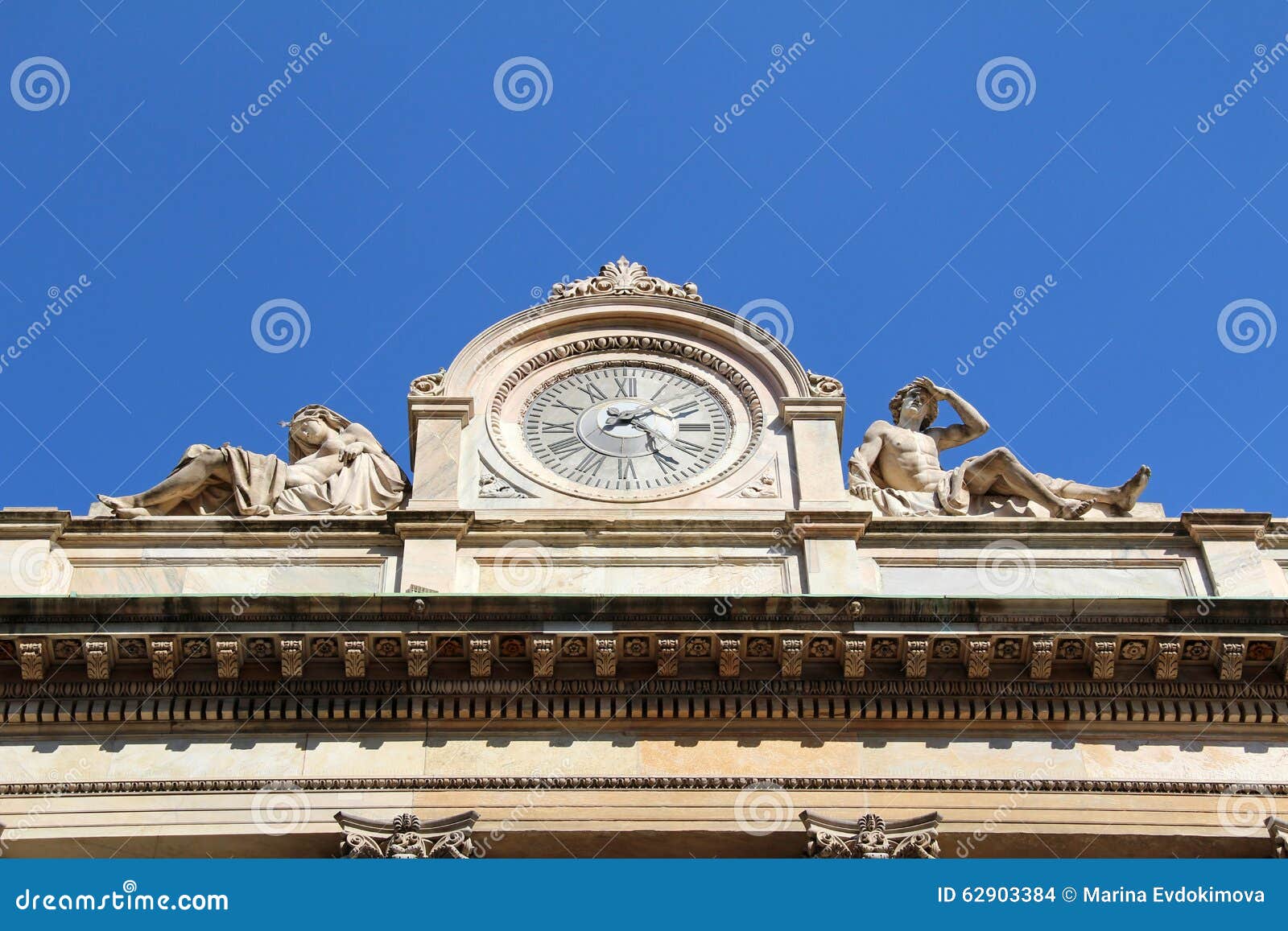 Old Clock on a Building in Milan, Italy Stock Photo - Image of statues ...