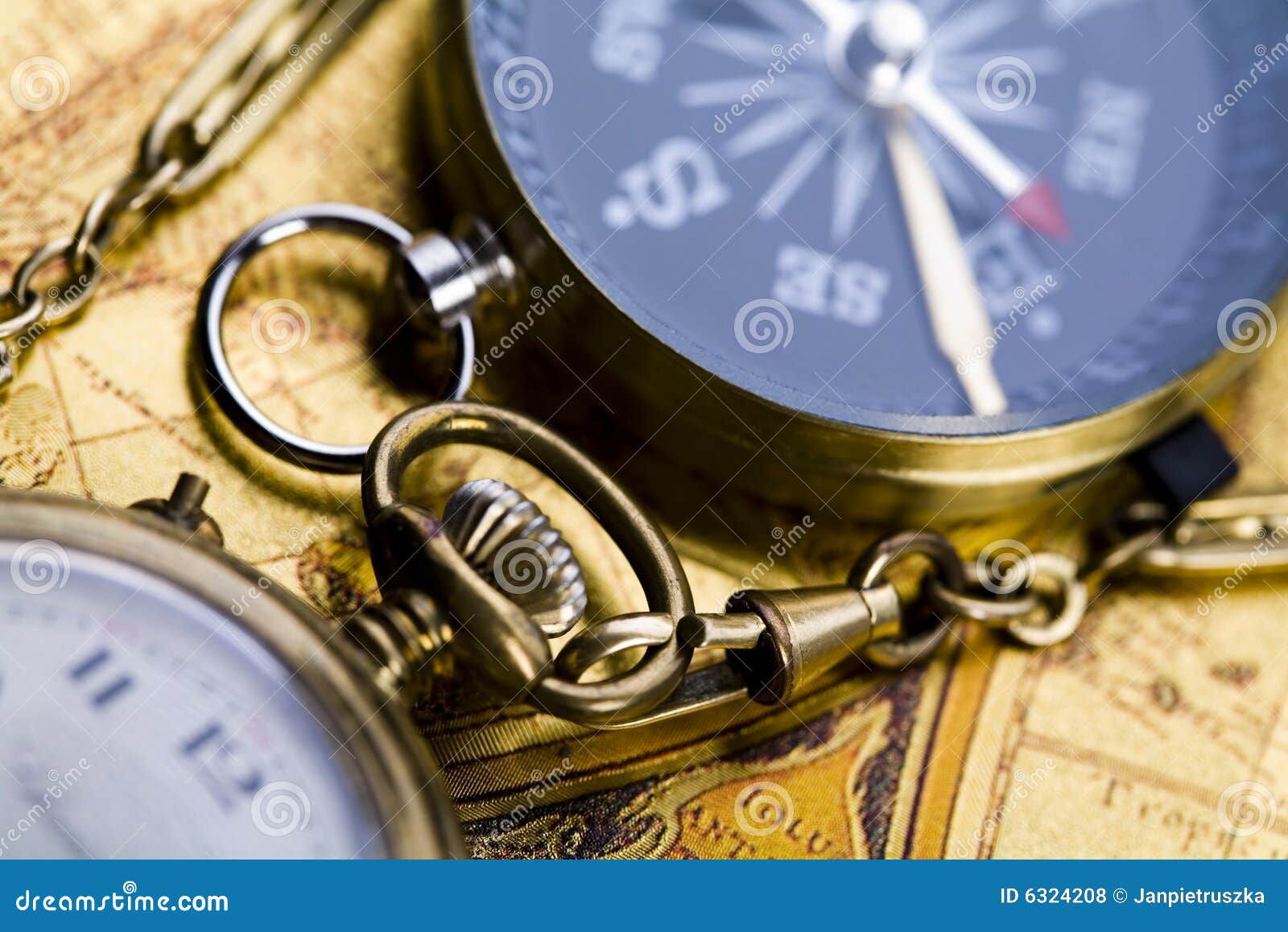 Old clock and compass stock photo. Image of graphic, continent - 6324208